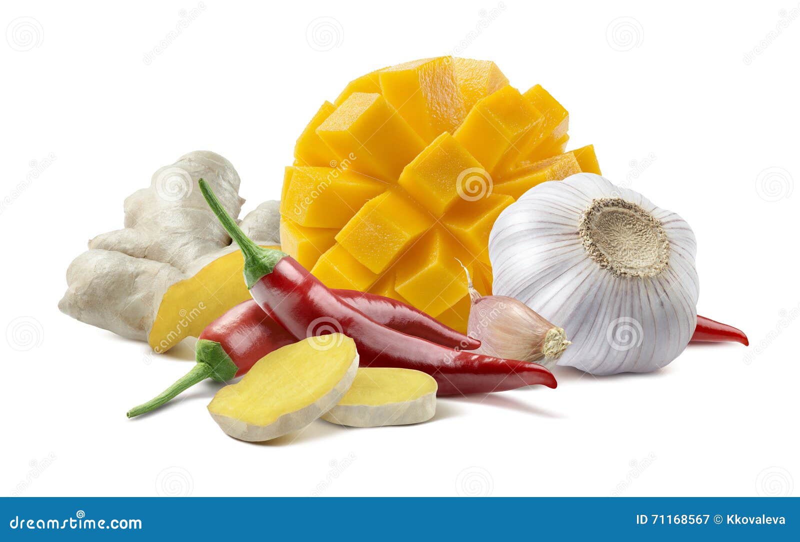 Mango Chili Ginger Garlic Chutney Isolated on White Background Stock ...