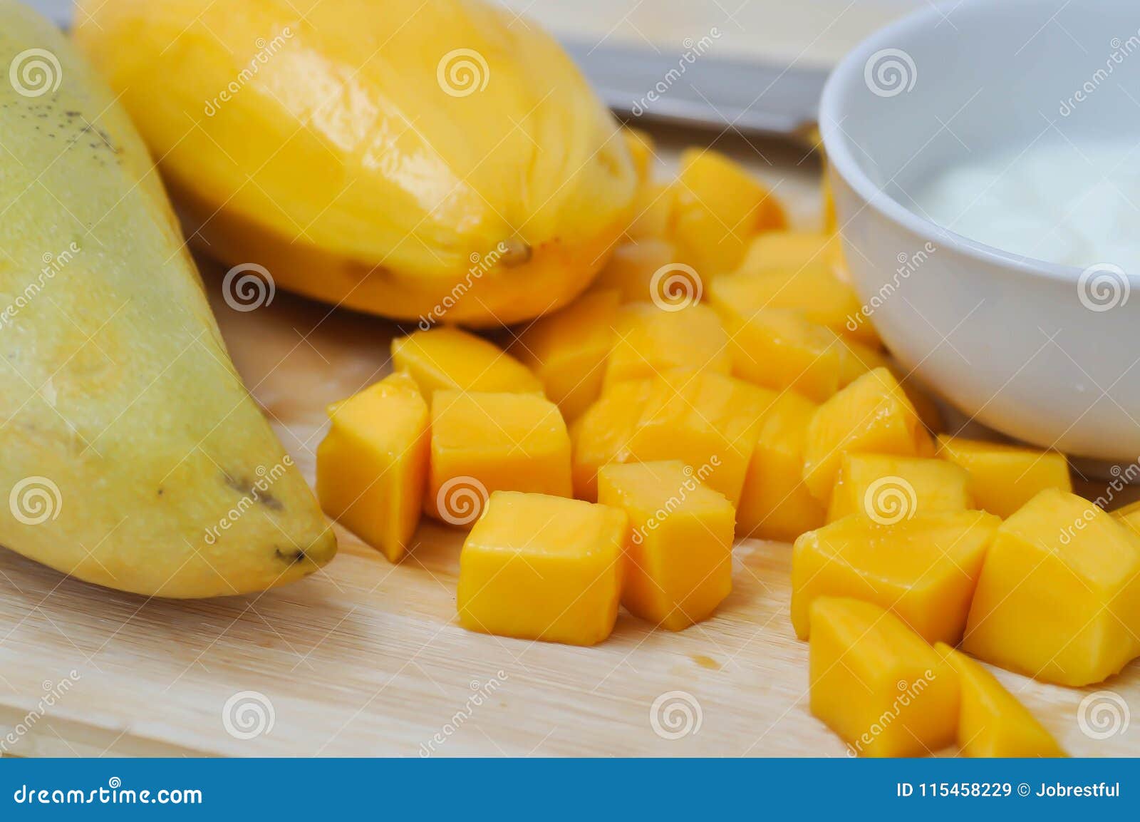 Mango or chopped mango stock image. Image of mango, yellow - 115458229