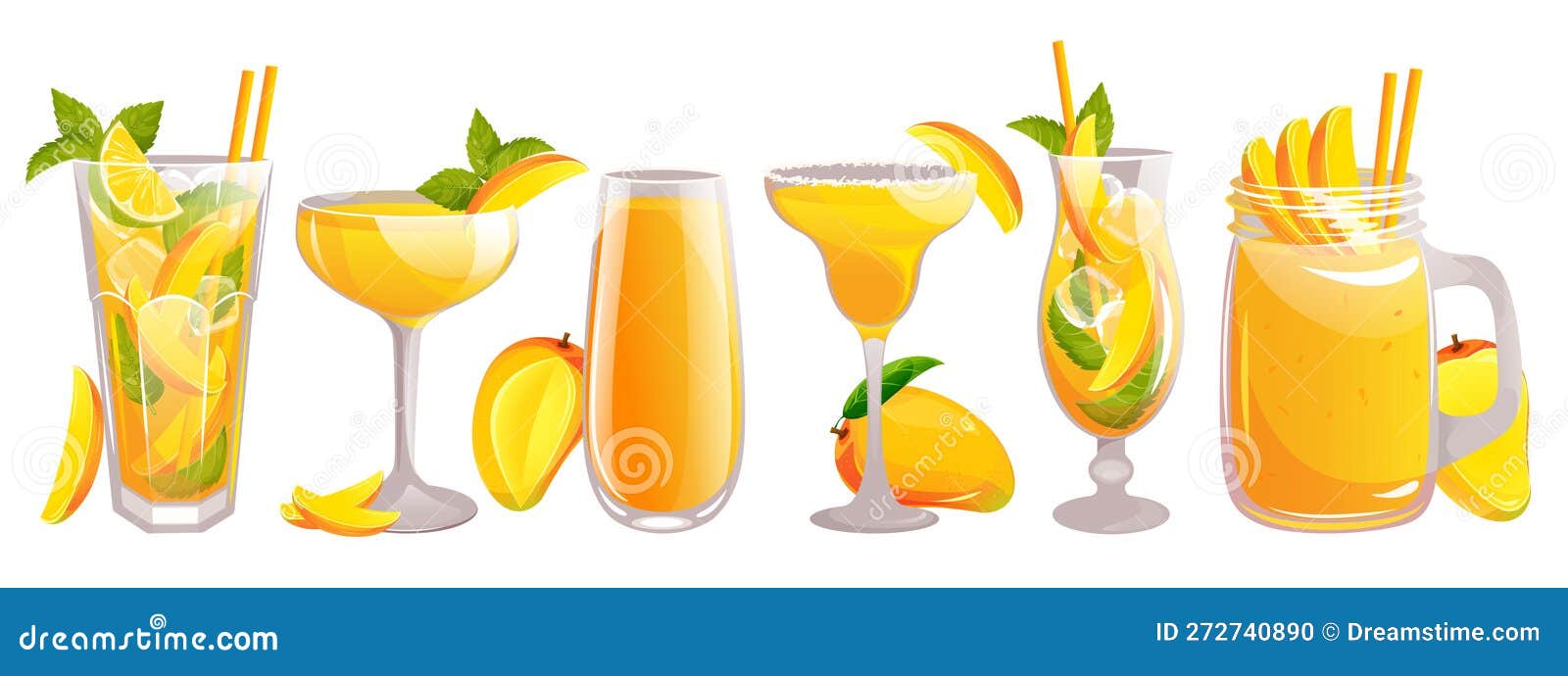 Mango Cocktail Set. Mango Juice, Smoothies, Mango Daiquiri, Margaritas ...