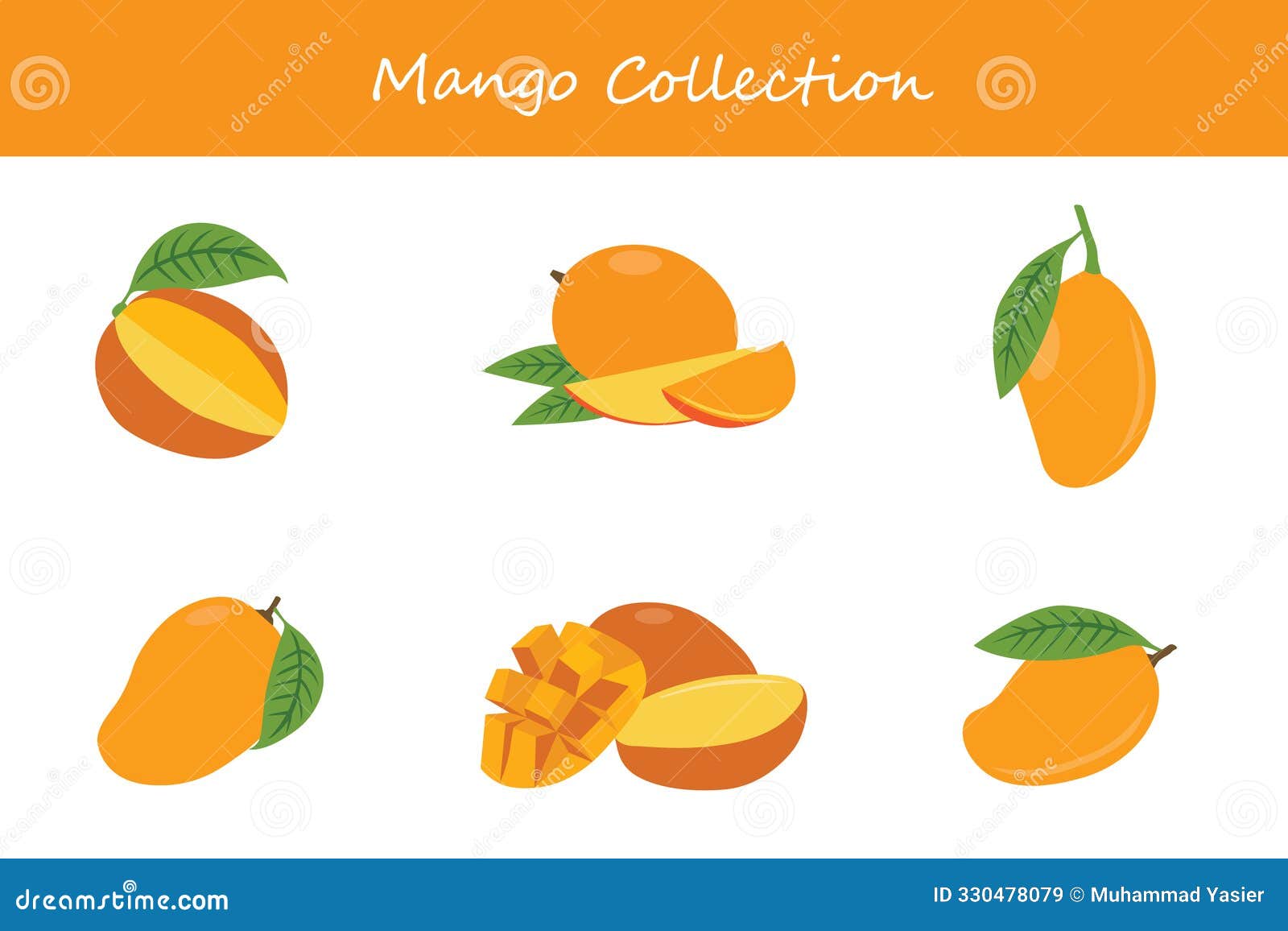 Mango Collection Isolated, Tropical Fruits Hand Drawn Watercolor Paint ...