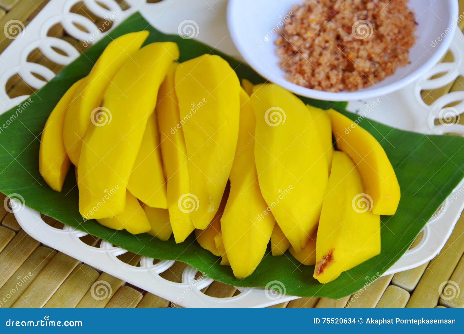 Mango Compote Sweet and Sour Taste Dipping with Salt Pepper Stock Photo ...