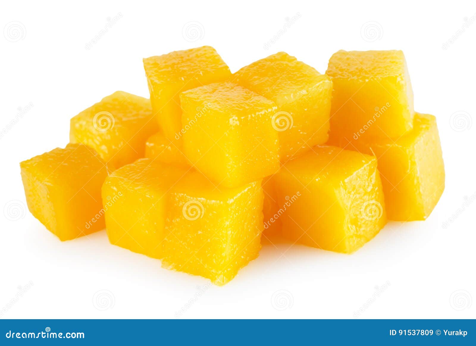 Mango Cube Slices Isolated on a White Background Stock Image - Image of ...