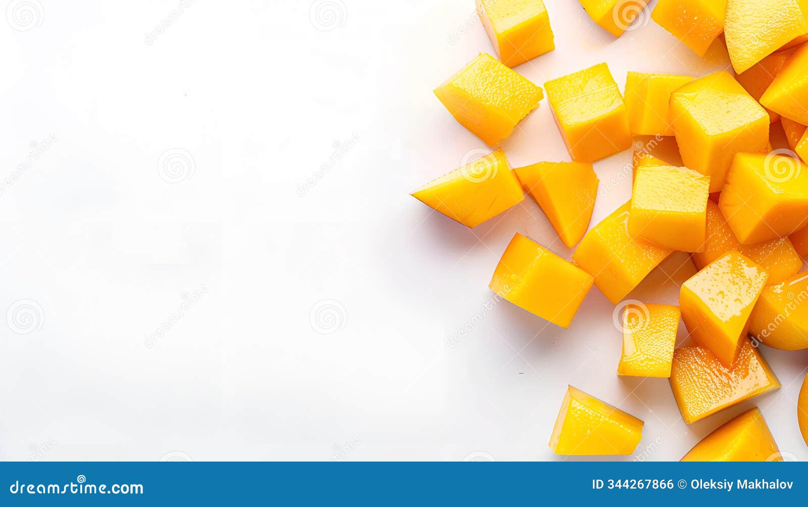 Mango Cube Slices Isolated on White Background Stock Photo - Image of ...