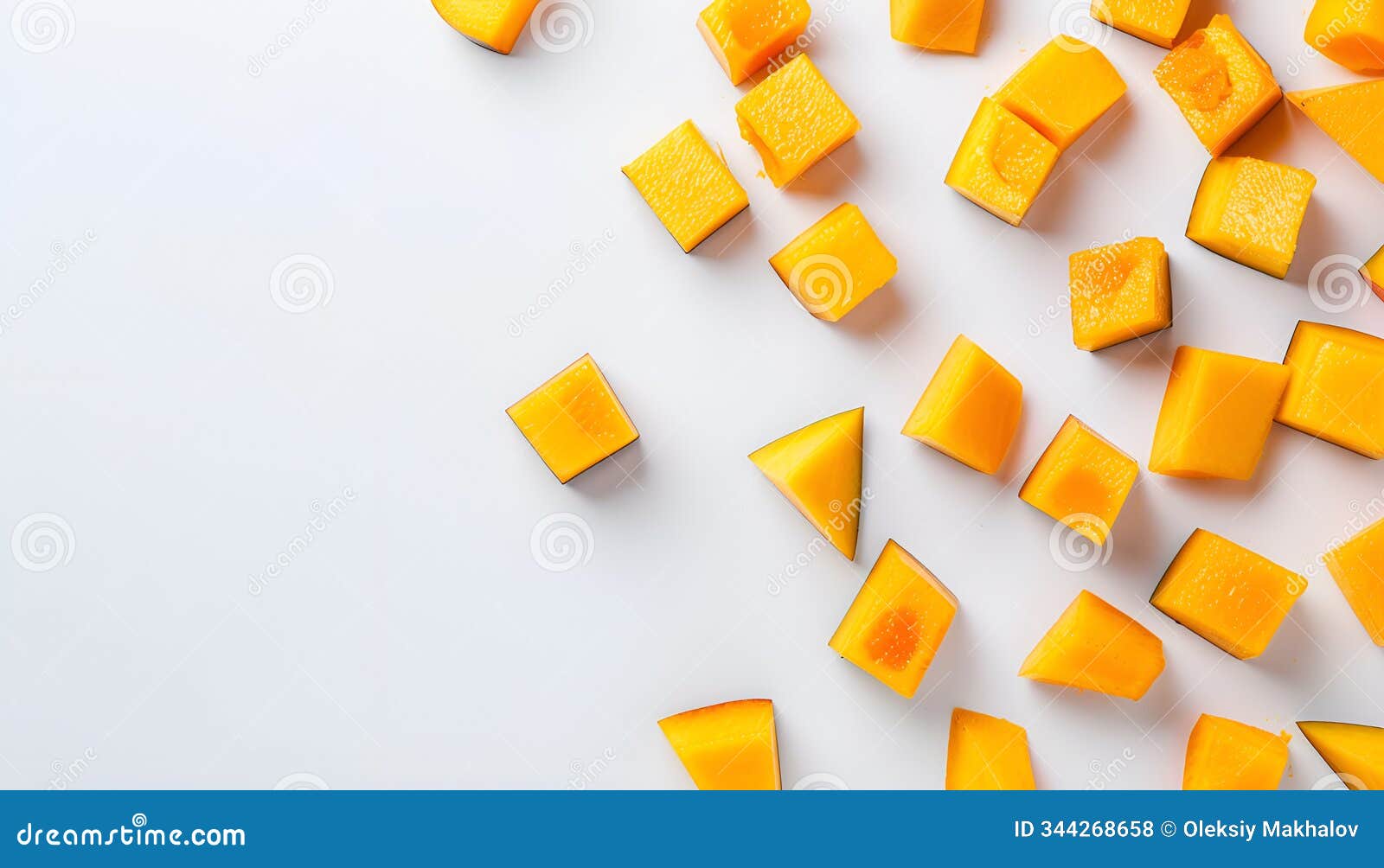Mango Cube Slices Isolated on White Background Stock Photo - Image of ...