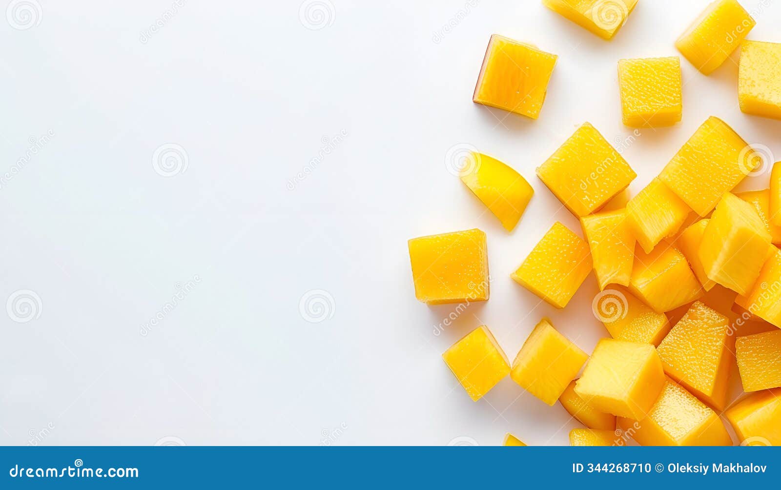 Mango Cube Slices Isolated on White Background Stock Photo - Image of ...