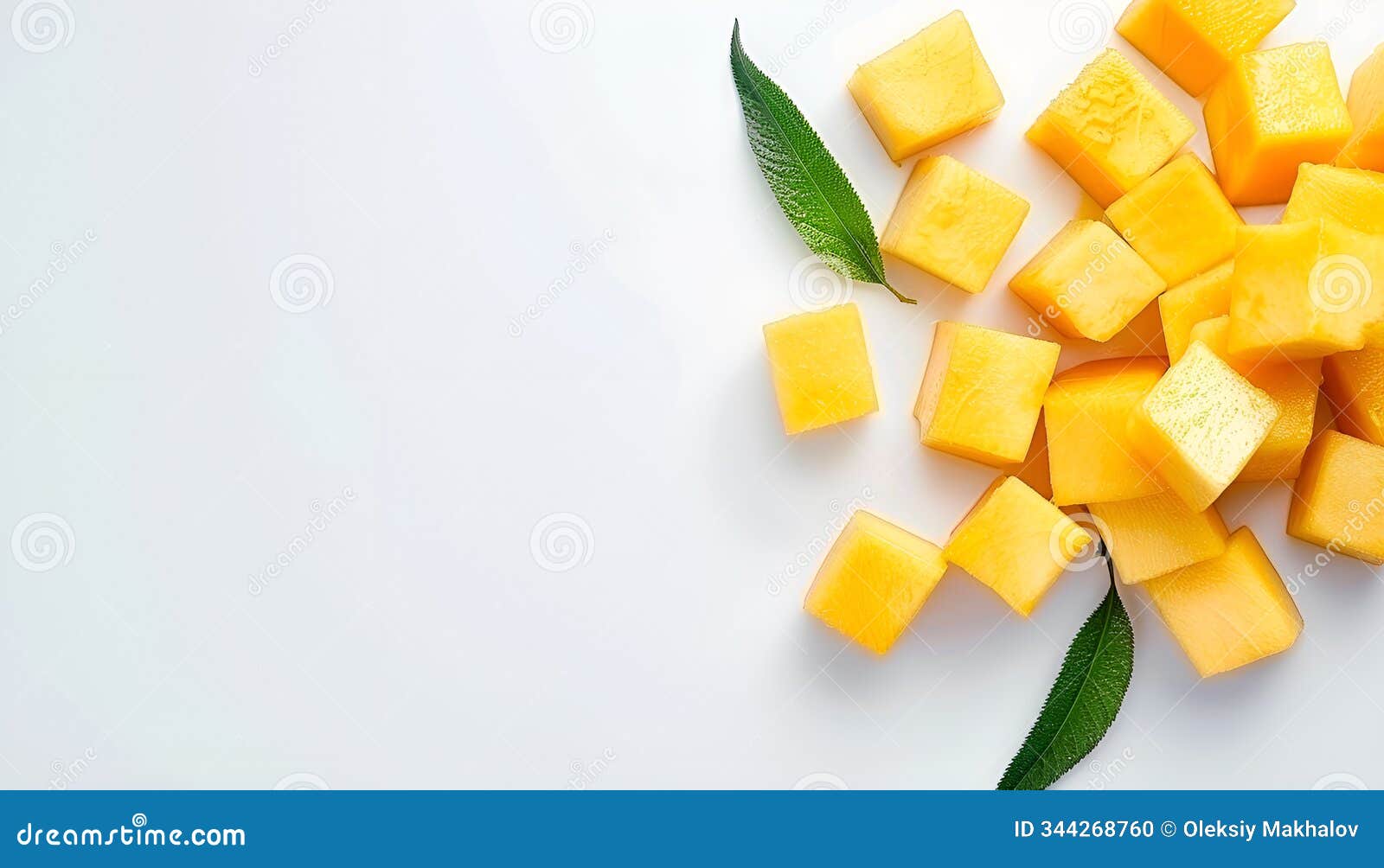 Mango Cube Slices Isolated on White Background Stock Photo - Image of ...