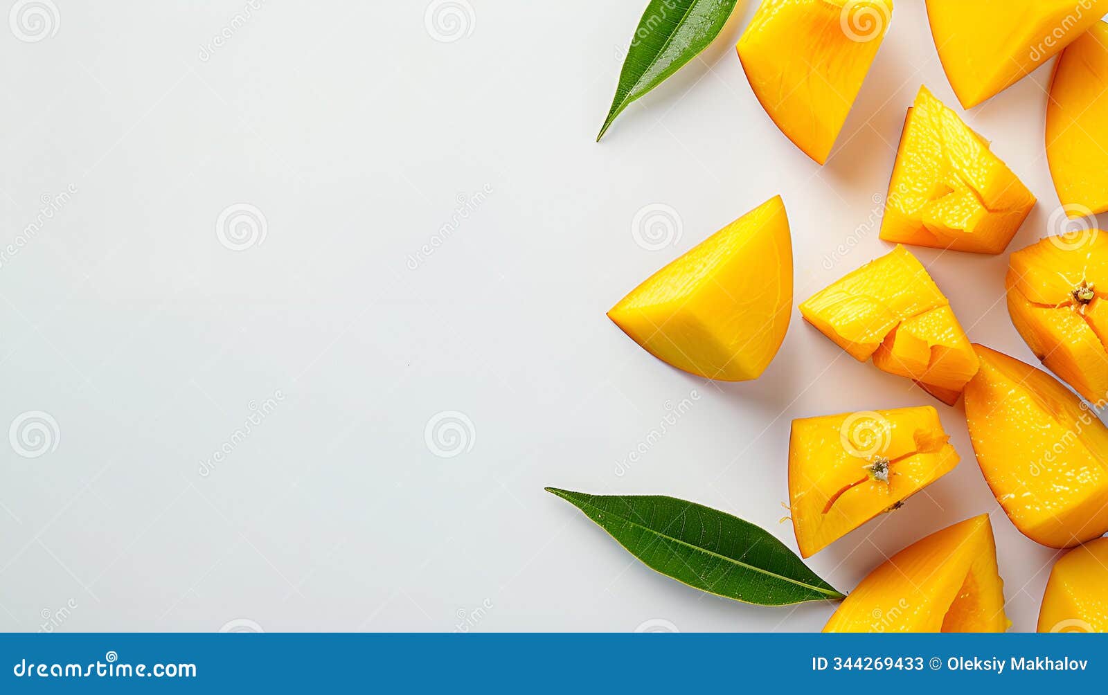 Mango Cube Slices Isolated on White Background Stock Image - Image of ...