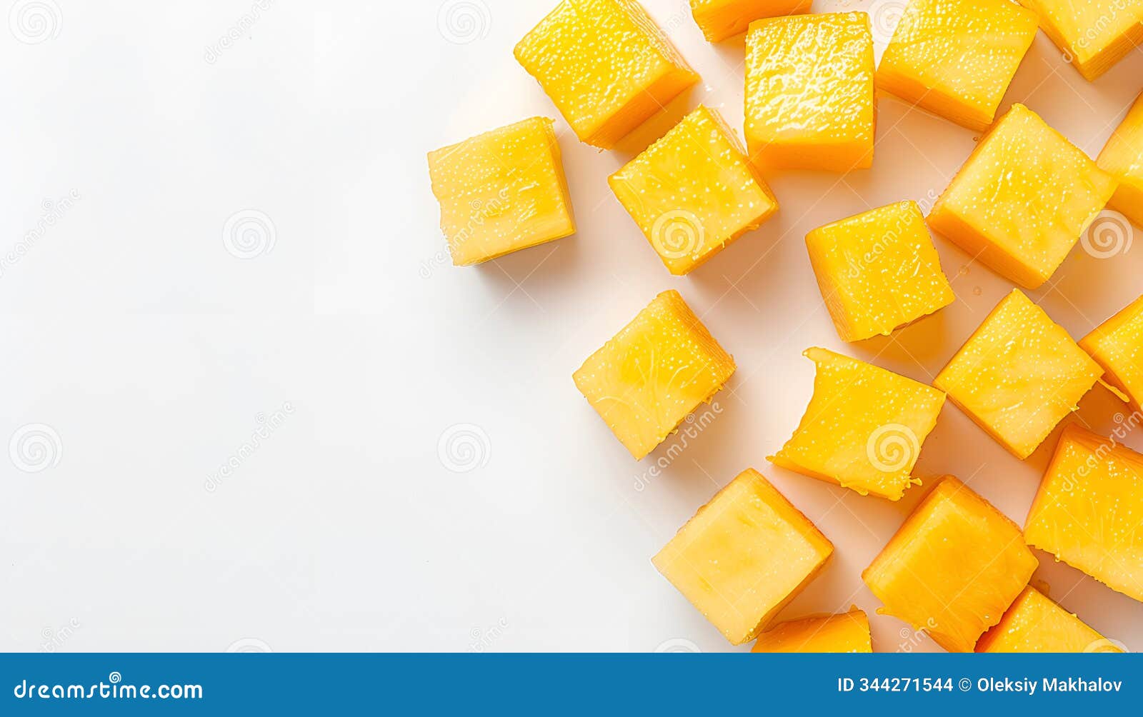 Mango Cube Slices Isolated on White Background Stock Photo - Image of ...