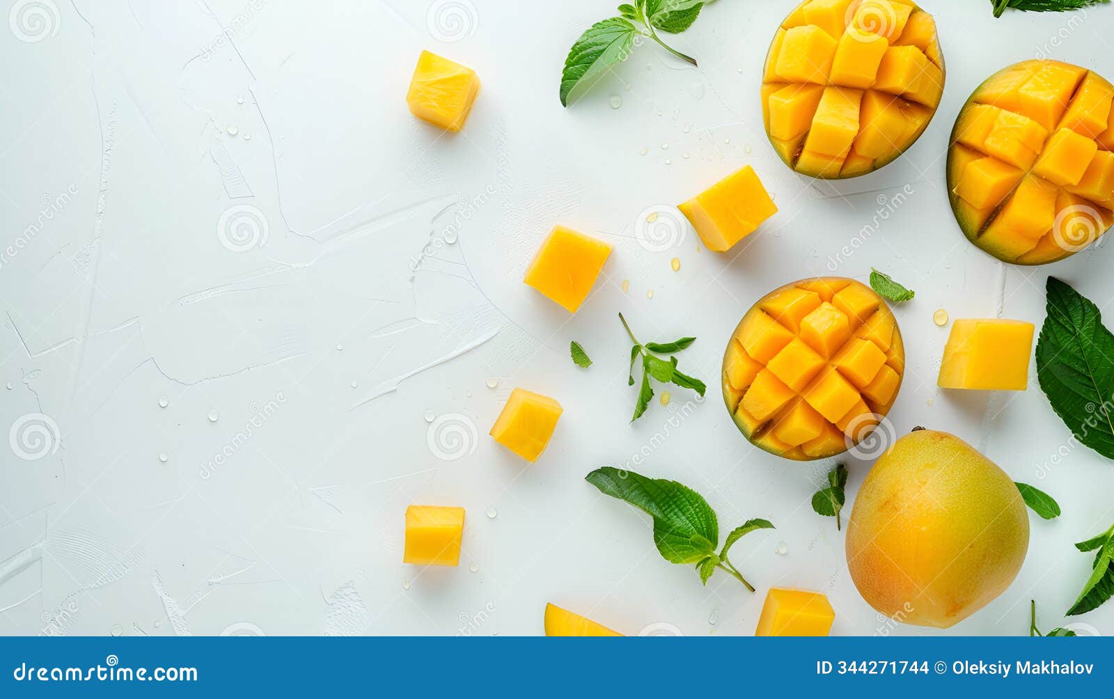 Mango Cube Slices Isolated on White Background Stock Photo - Image of ...