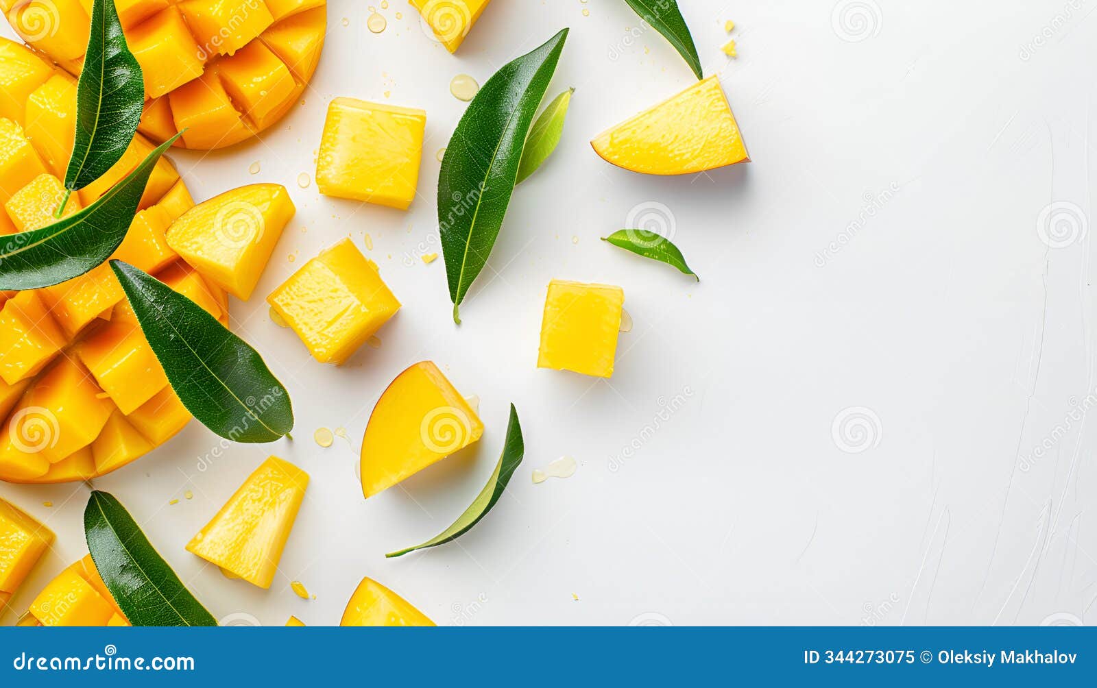 Mango Cube Slices Isolated on White Background Stock Image - Image of ...