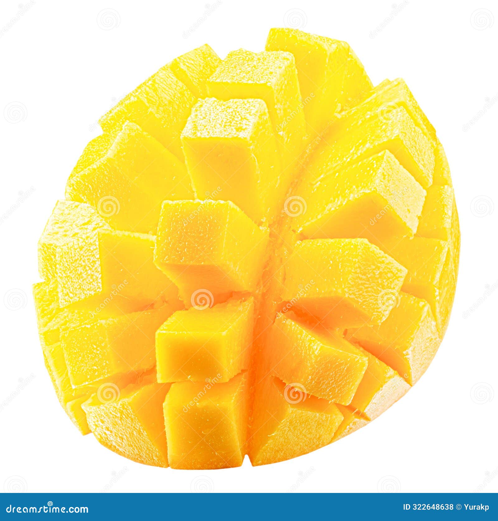Mango Cube Slices Isolated on a White Background. Clipping Path Stock ...