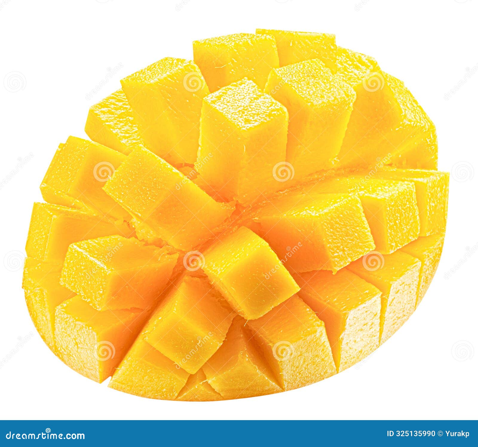 Mango Cube Slices Isolated on a White Background. Clipping Path Stock ...