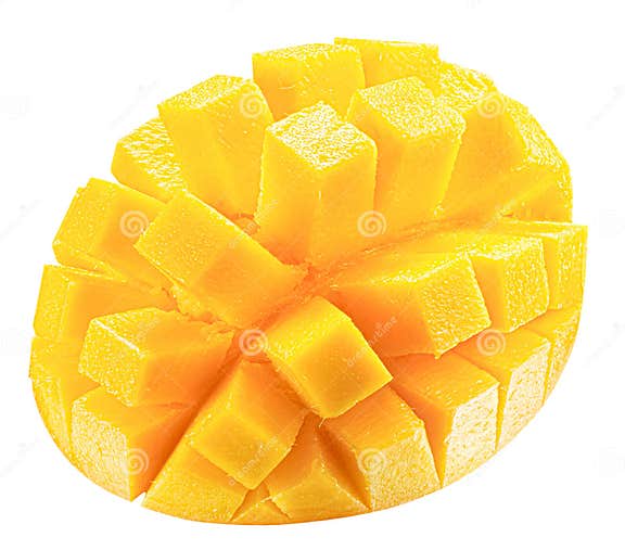 Mango Cube Slices Isolated on a White Background. Clipping Path Stock ...