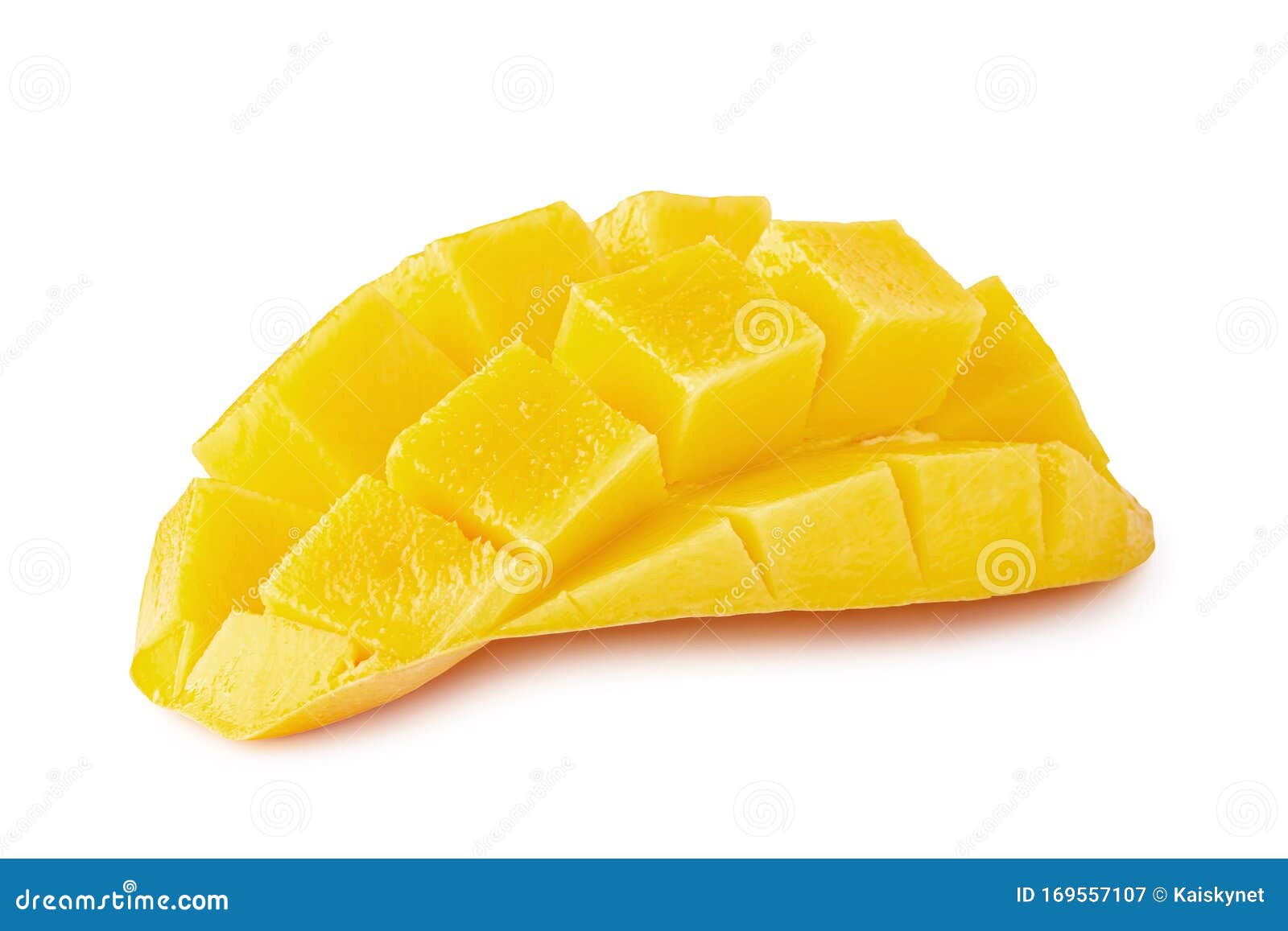 Mango Cubes and Slices Isolated on White Background Stock Image - Image ...