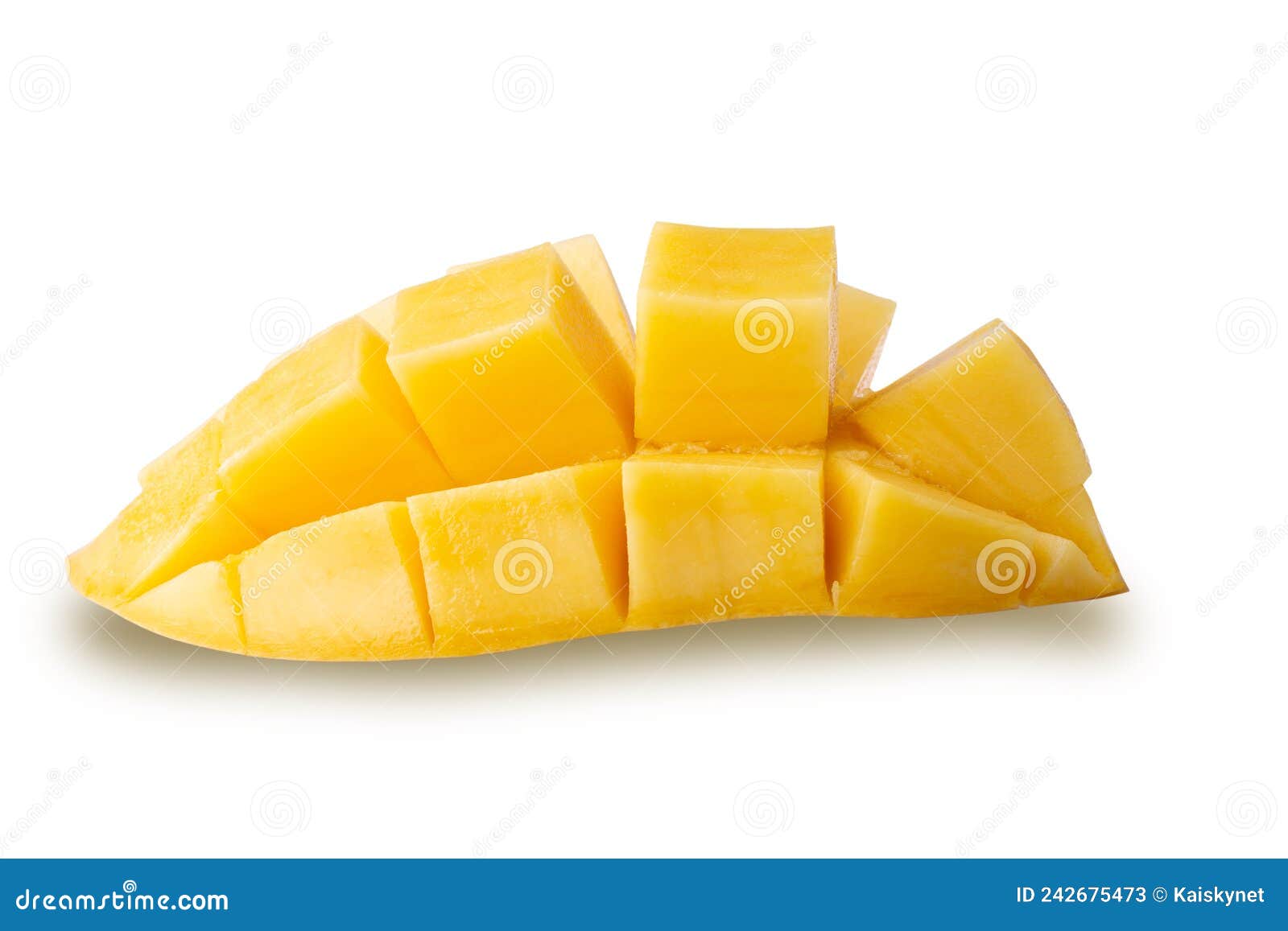 Mango Cubes and Slices Isolated on White Background Stock Image - Image ...