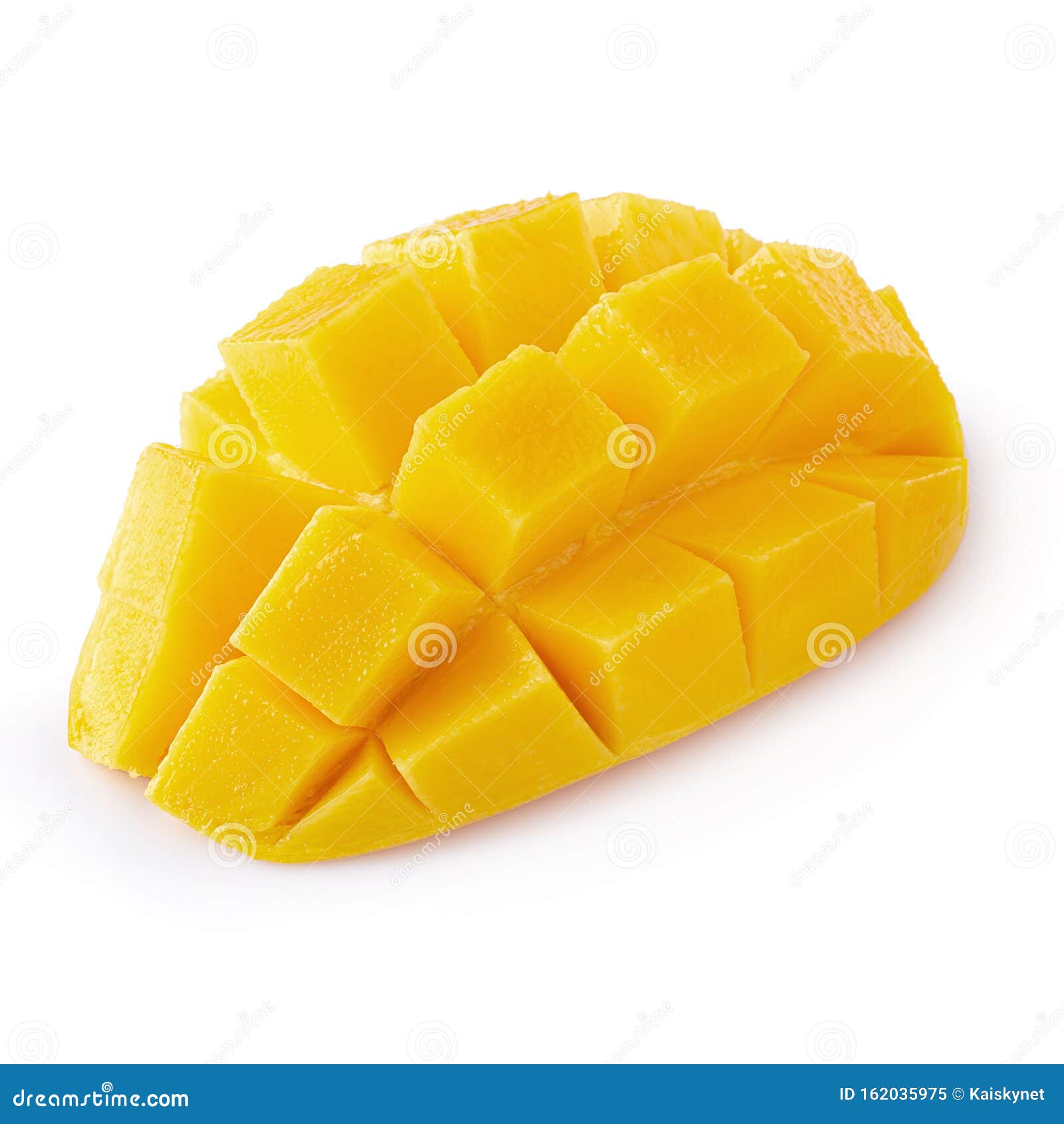 Mango Cubes and Slices Isolated on White Background Stock Image - Image ...