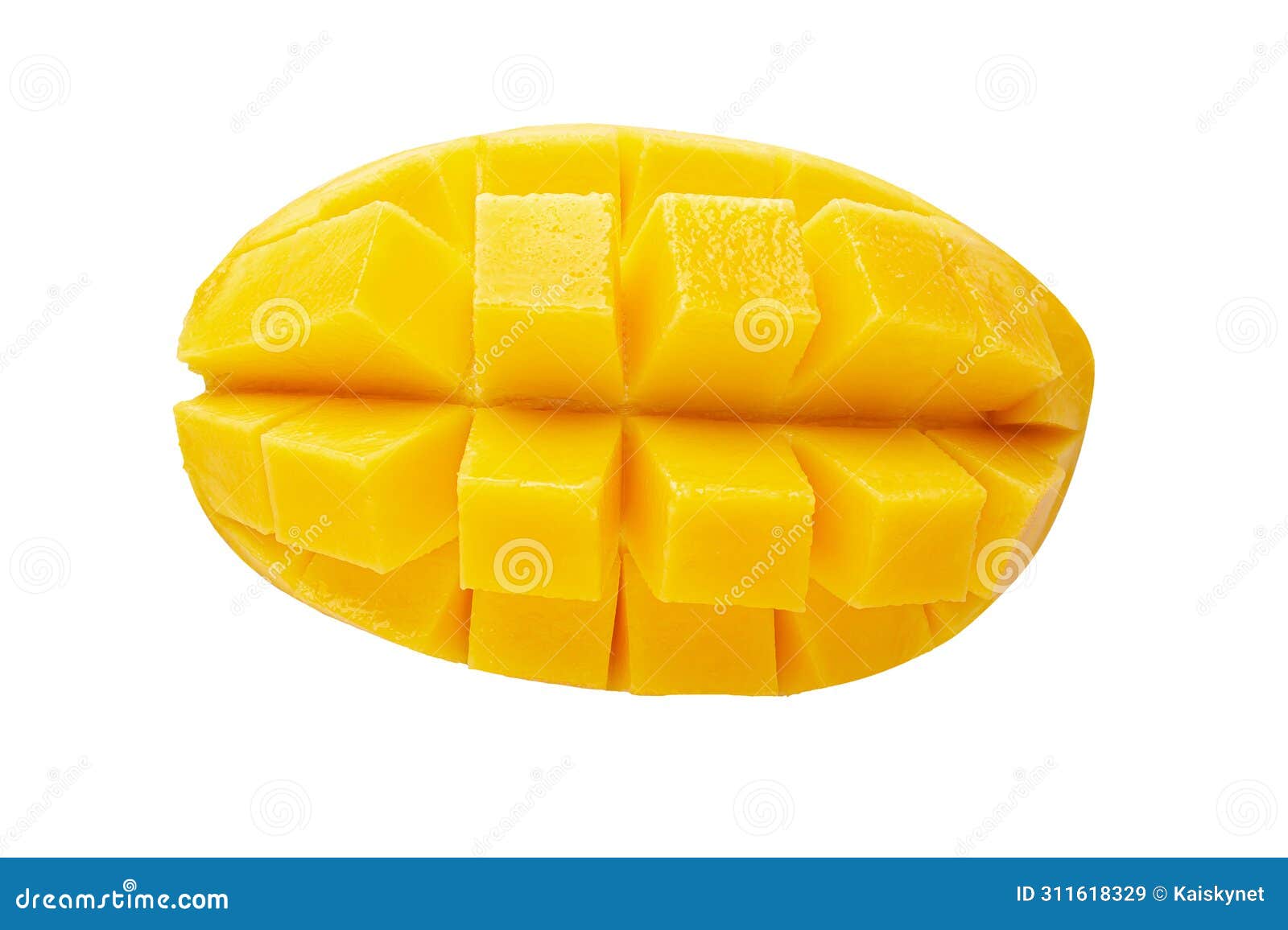 Mango Cubes and Slices Isolated on White Background Stock Image - Image ...