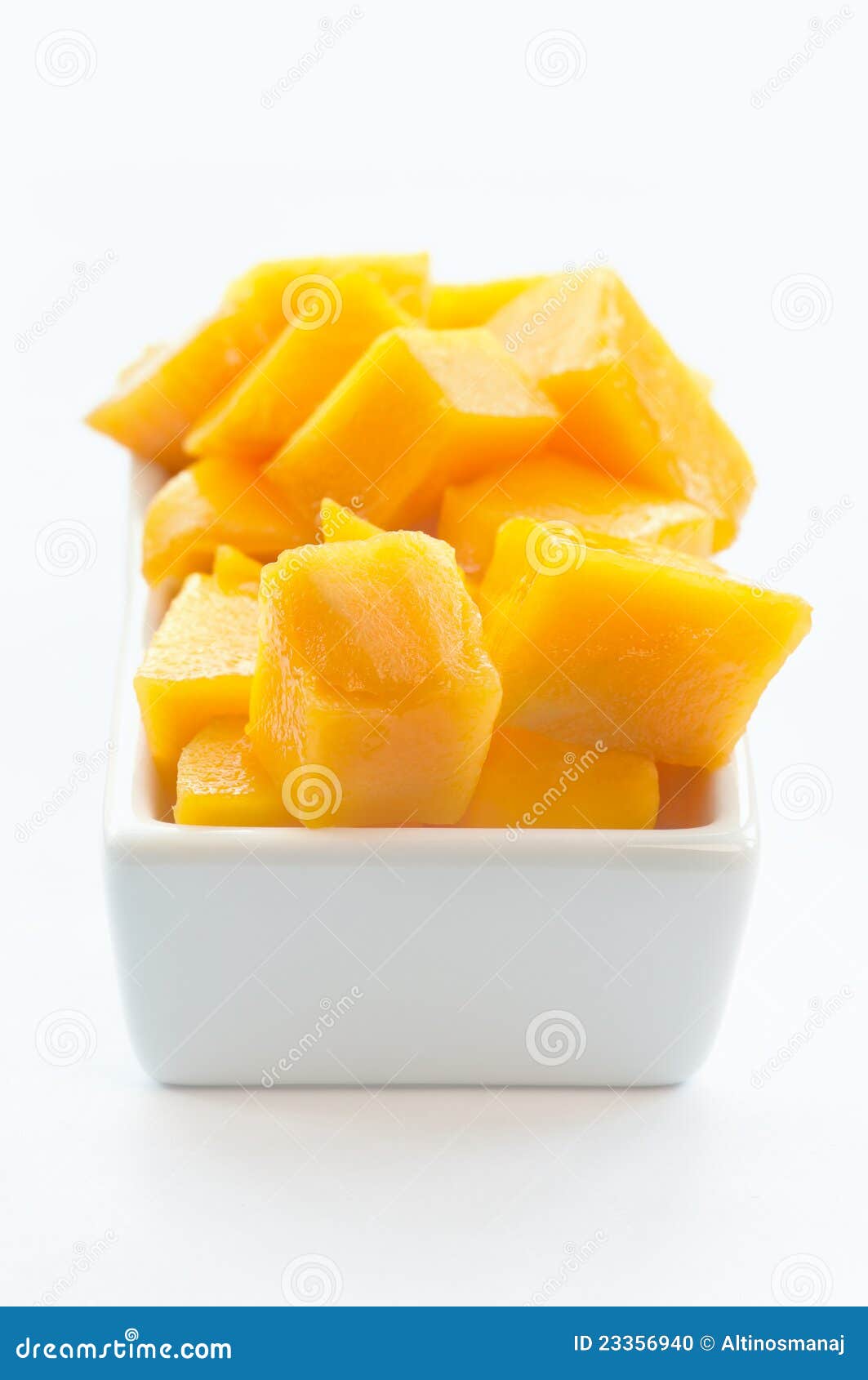 Mango Cubes on a White Dish 02 Stock Photo - Image of food, chopped ...