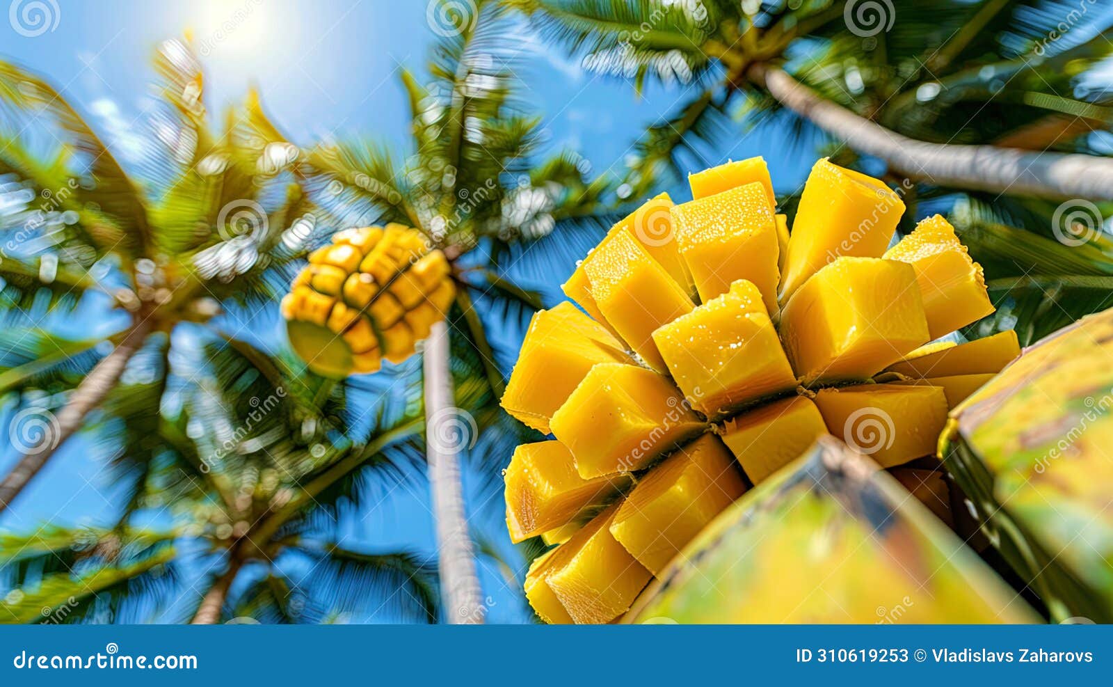 Mango, Cut into Halves, with Juicy Orange Pulp and a Bone, Against the ...