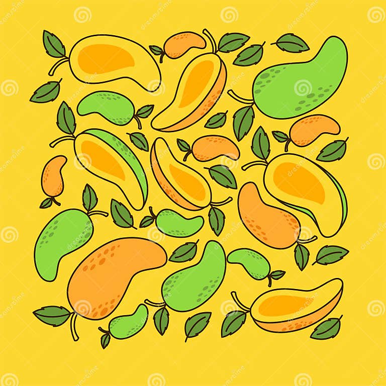 Mango Doodle Hand Drawn Design Stock Illustration - Illustration of ...