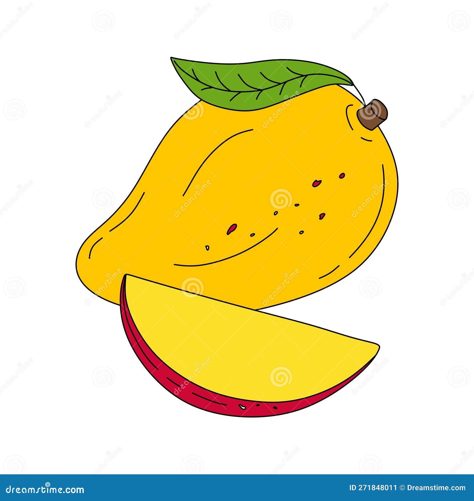 Mango Doodle Vector Color Illustration Isolated on White Background ...