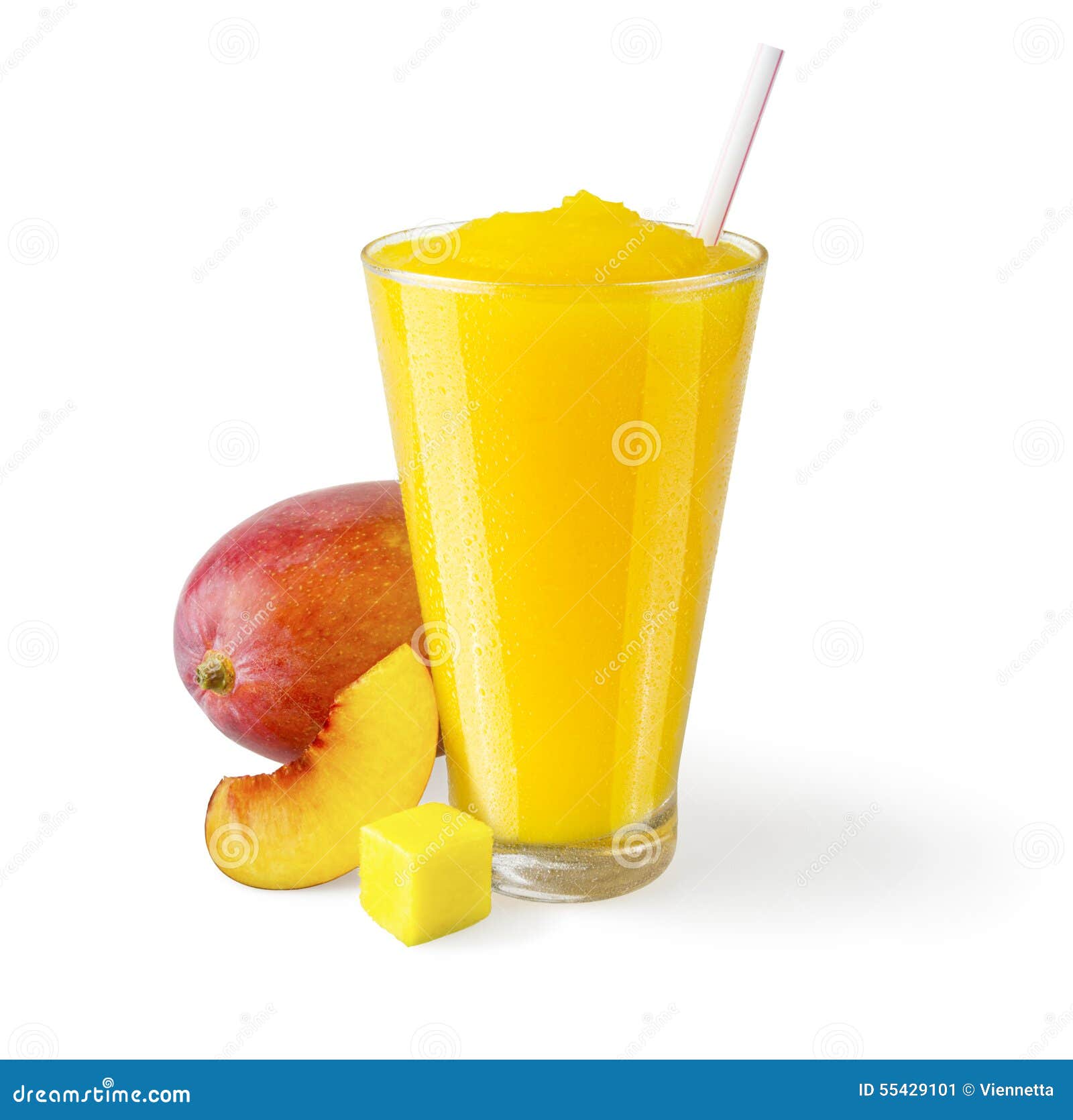 Mango En Perzik Smoothie Op Wit Stock Afbeelding - Image of gladmaken ...