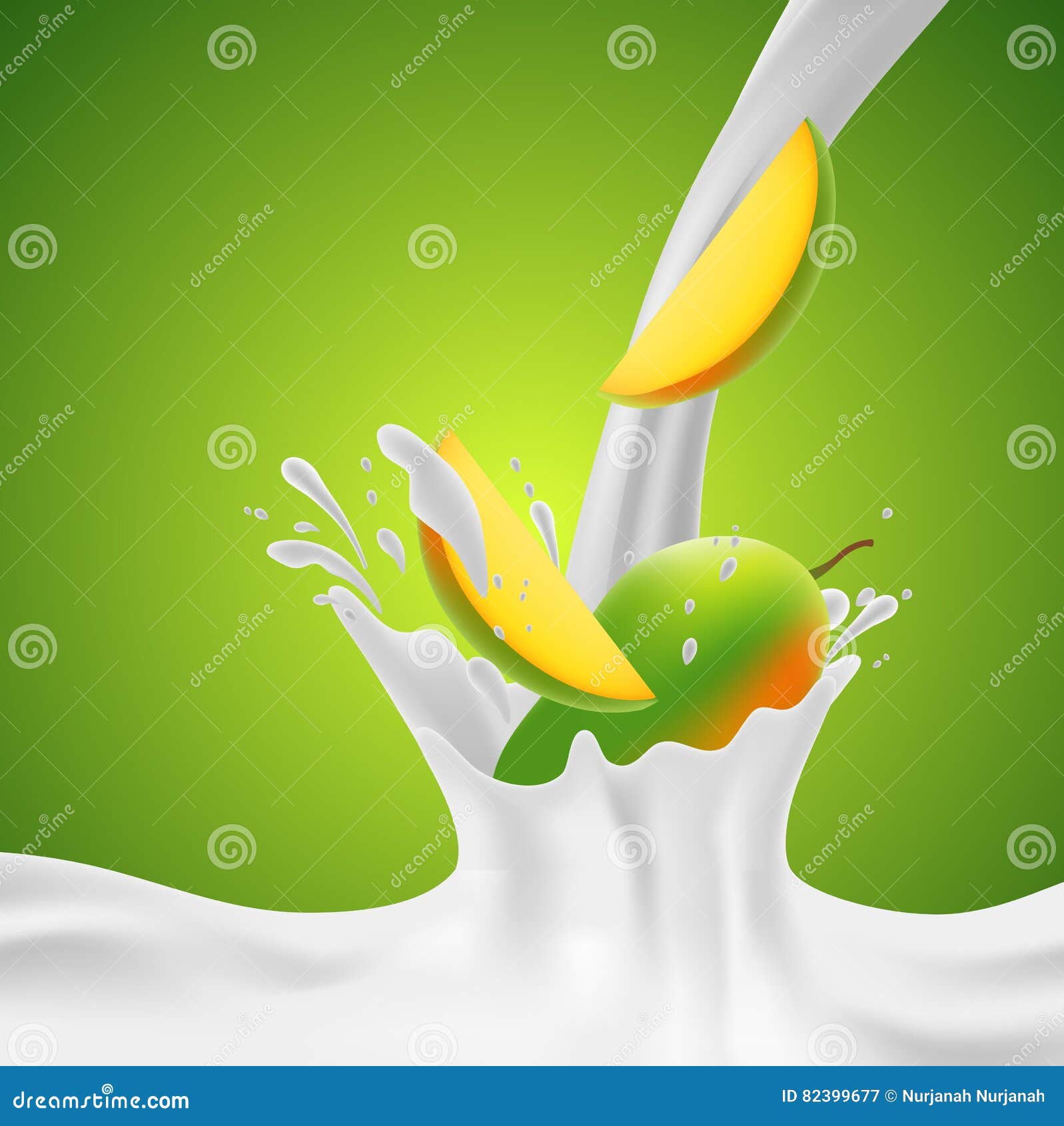Mango Falling into the Milky Splash Stock Vector - Illustration of ...