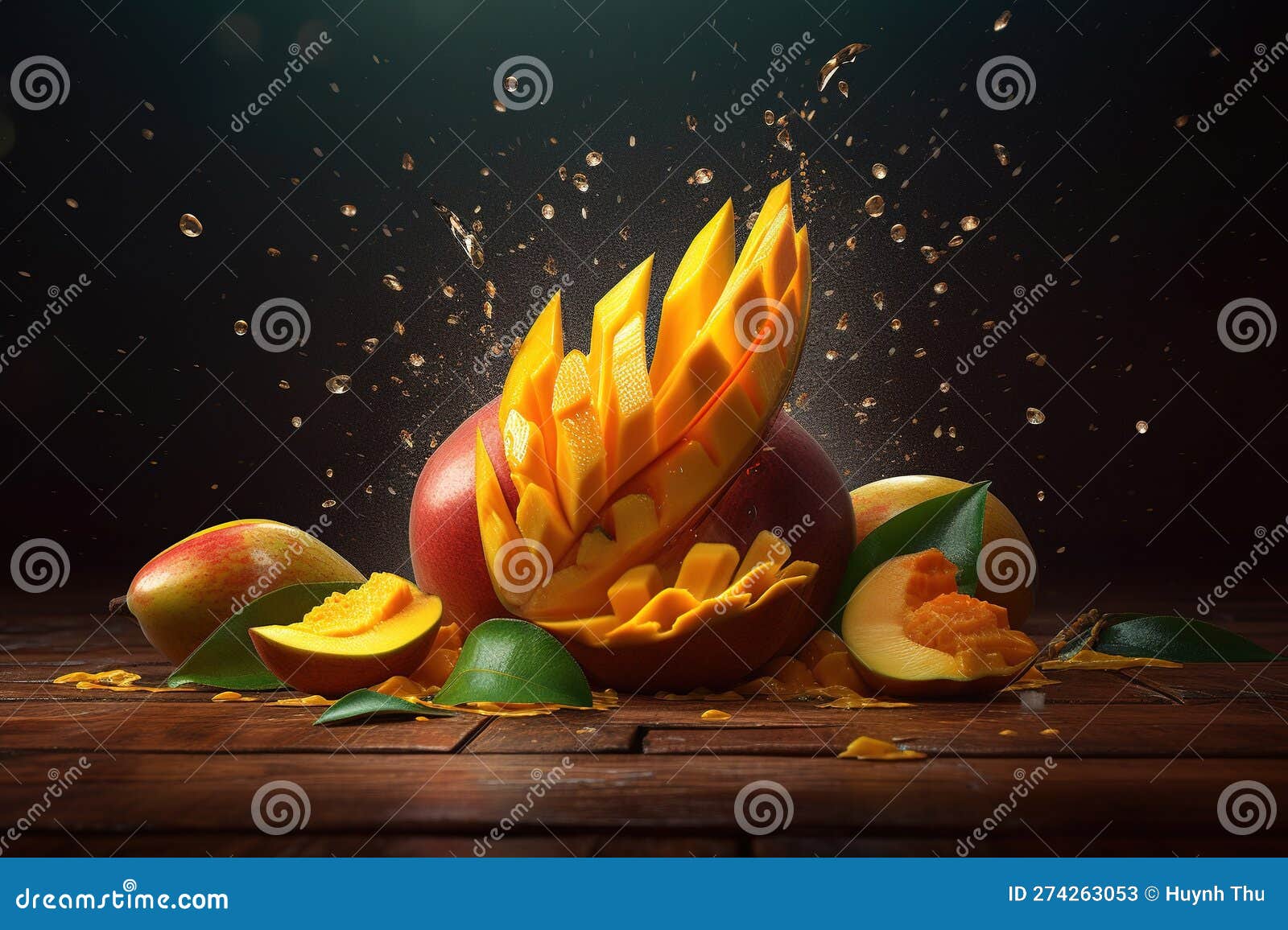 A Mango Falling into a Pile of Slices of Mangos Fruit Pro Shooting, AI ...