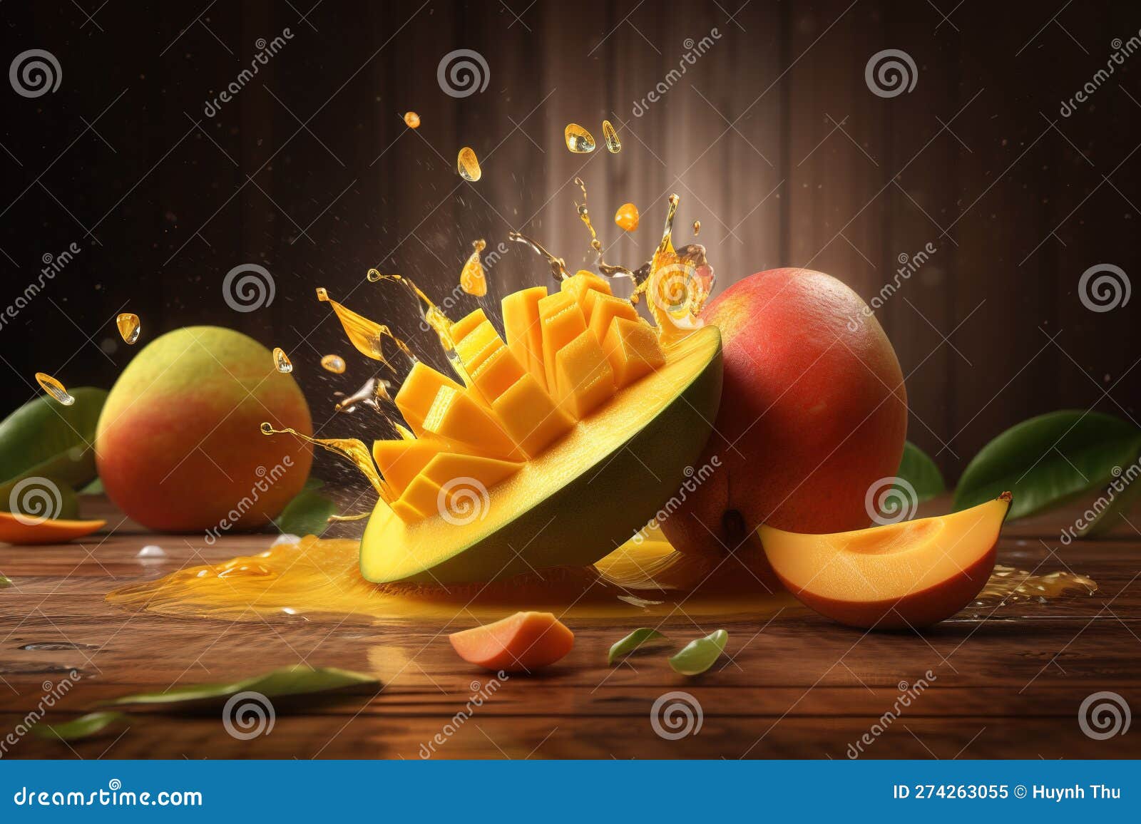 A Mango Falling into a Pile of Slices of Mangos Fruit Pro Shooting, AI ...
