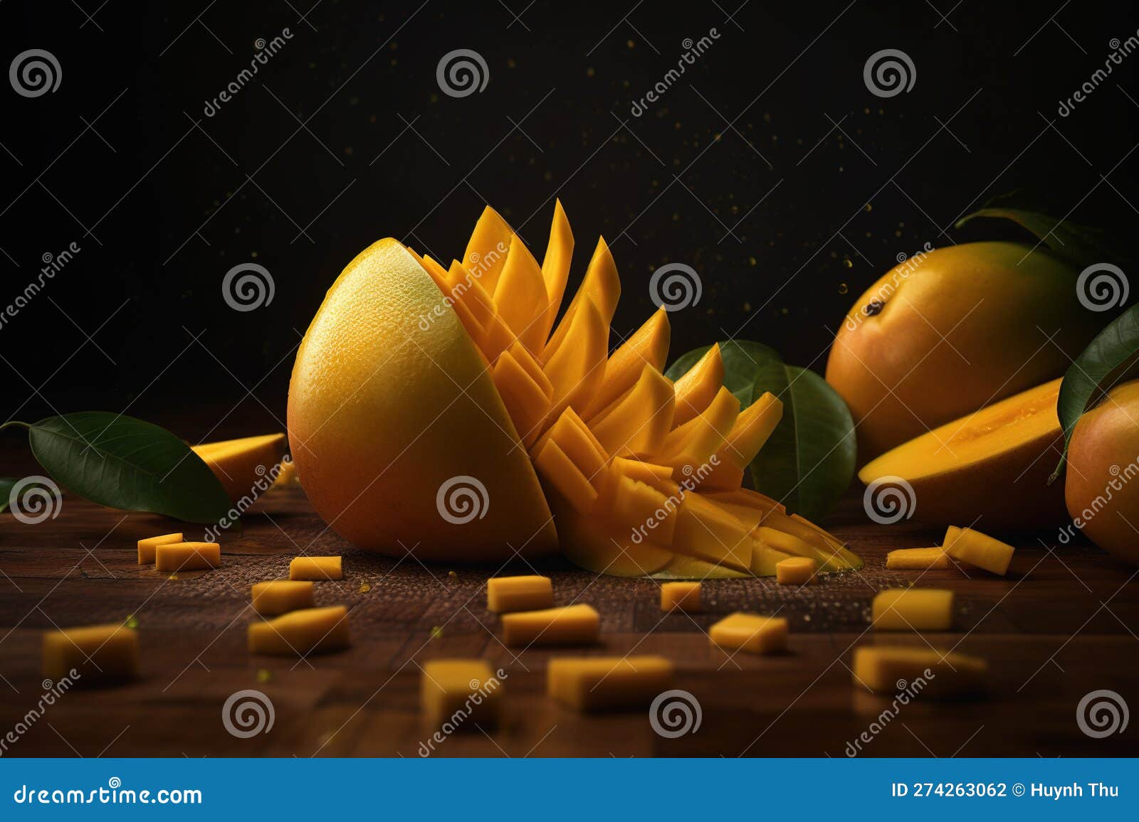 A Mango Falling into a Pile of Slices of Mangos Fruit Pro Shooting, AI ...