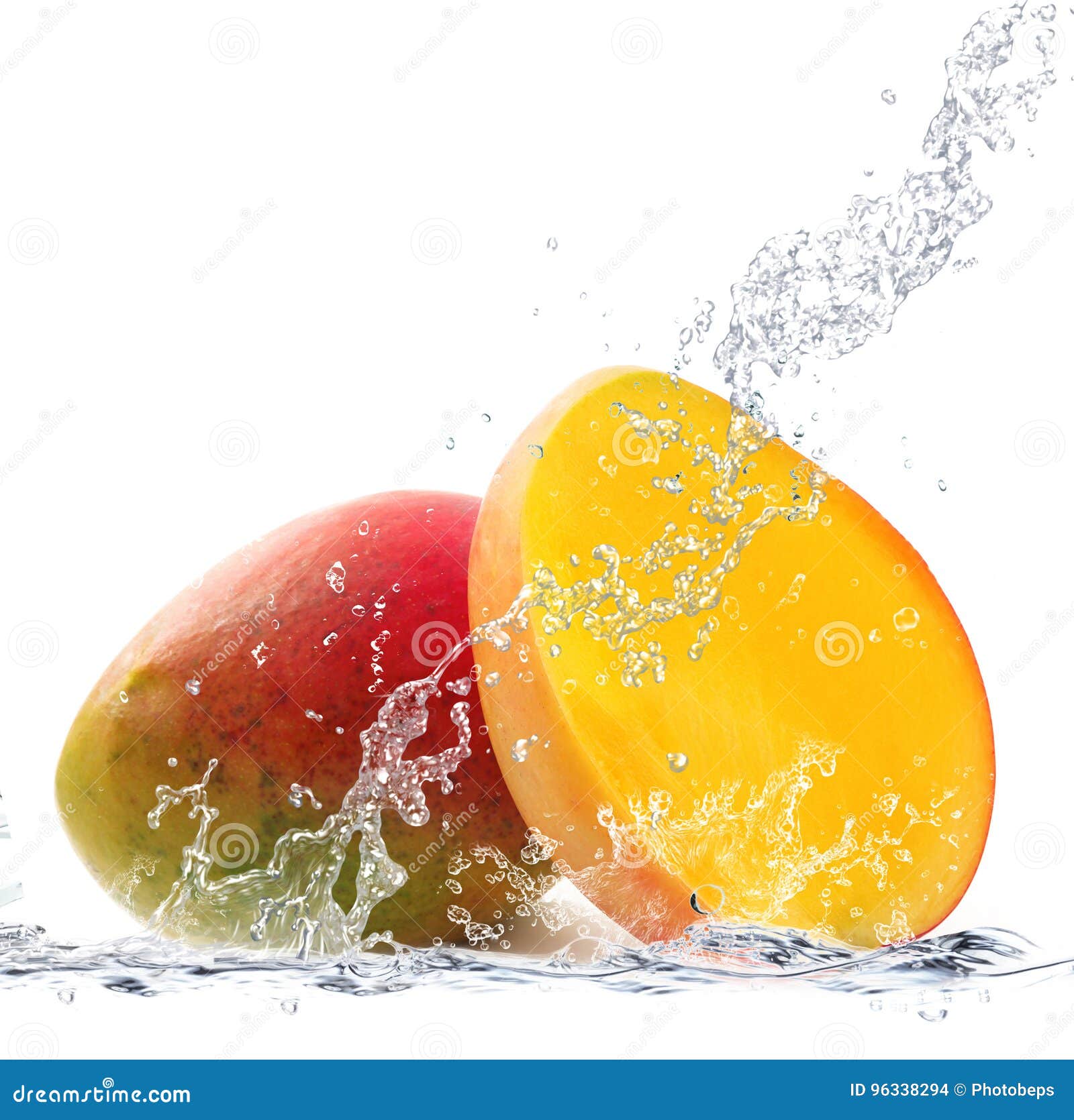 Mango falling in water stock photo. Image of background - 96338294