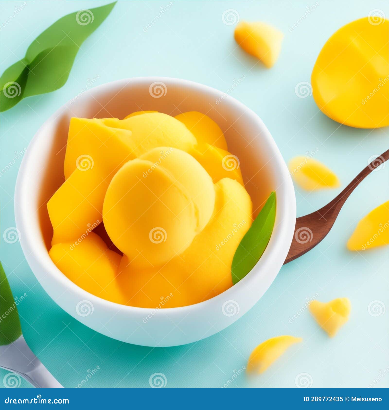 Mango Flavored Ice Cream, Sliced Mango Illustration Royalty-Free ...
