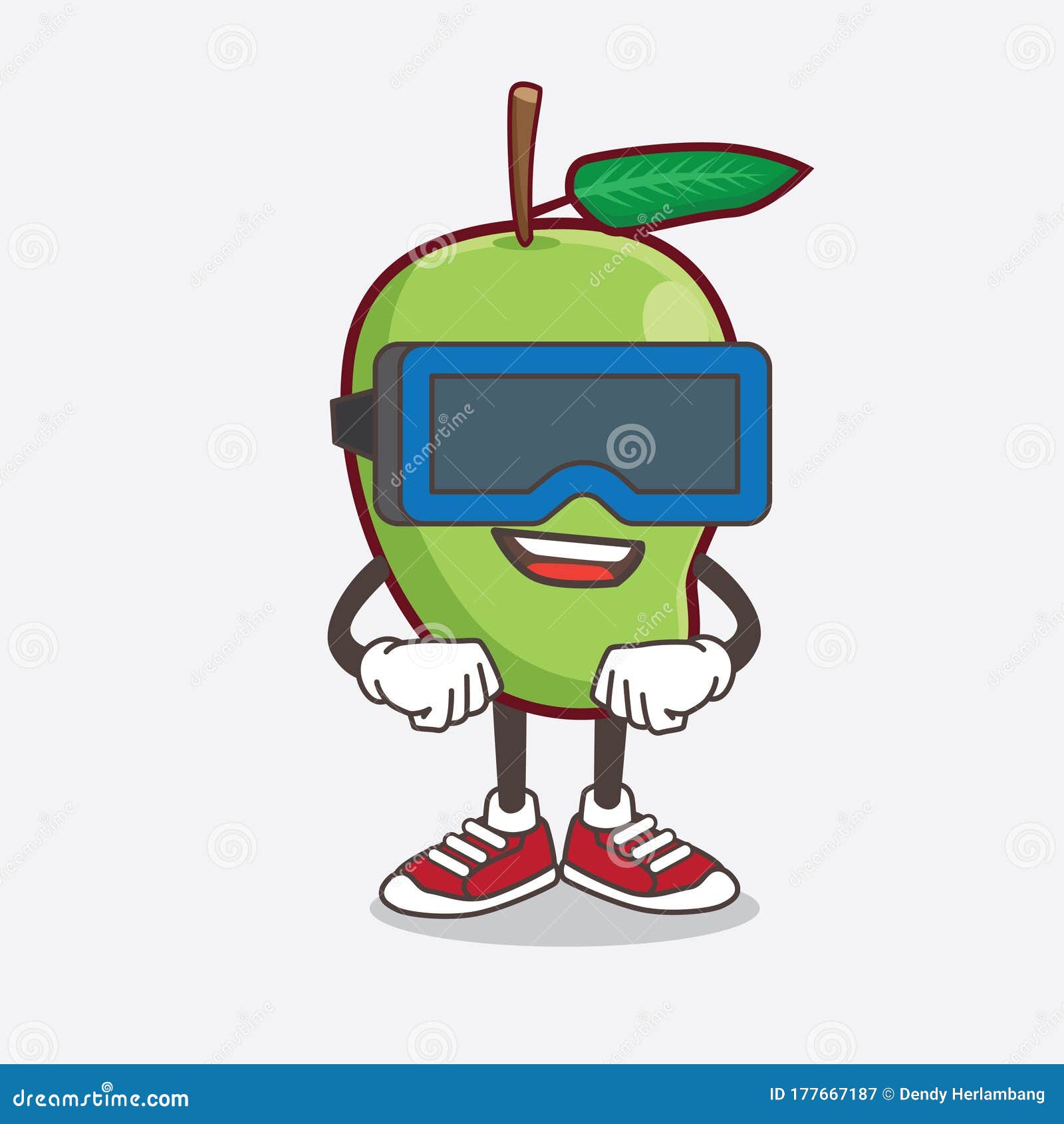 Mango Fruit Cartoon Mascot Character with Virtual Reality Headset Stock ...