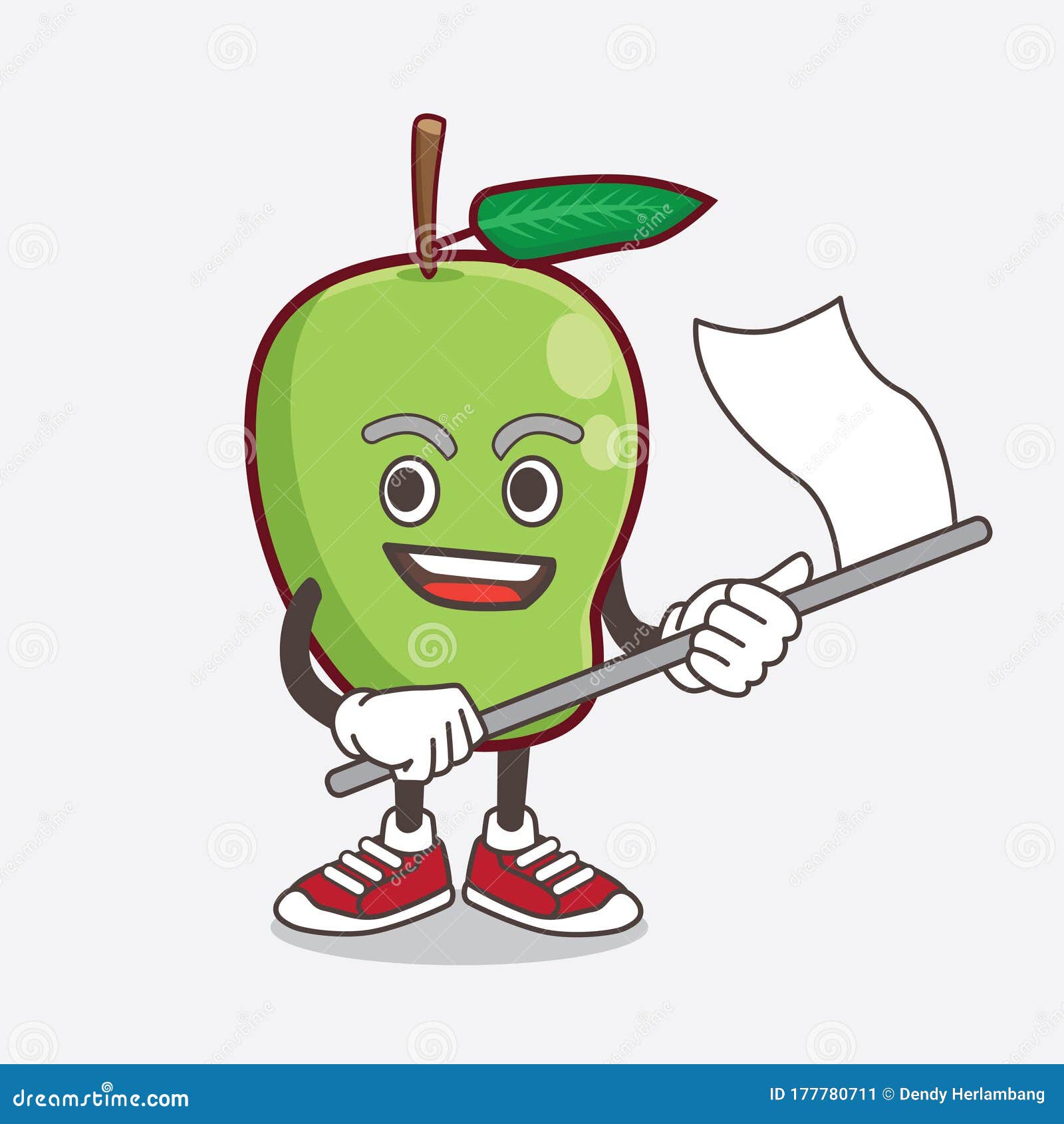 Mango Fruit Cartoon Mascot Character Waving a Flag Stock Vector ...
