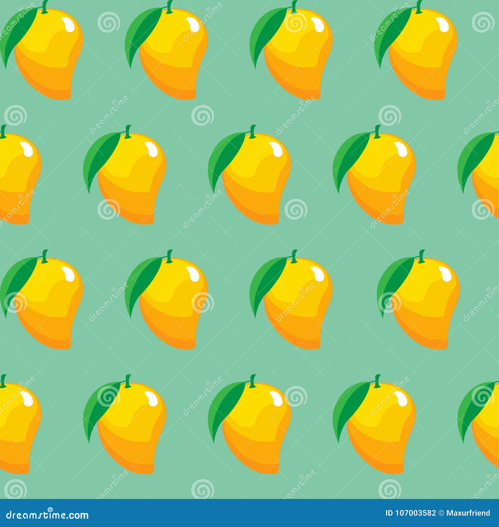 Mango Fruit Contour Abstract Seamless Pattern on Green Background Stock ...