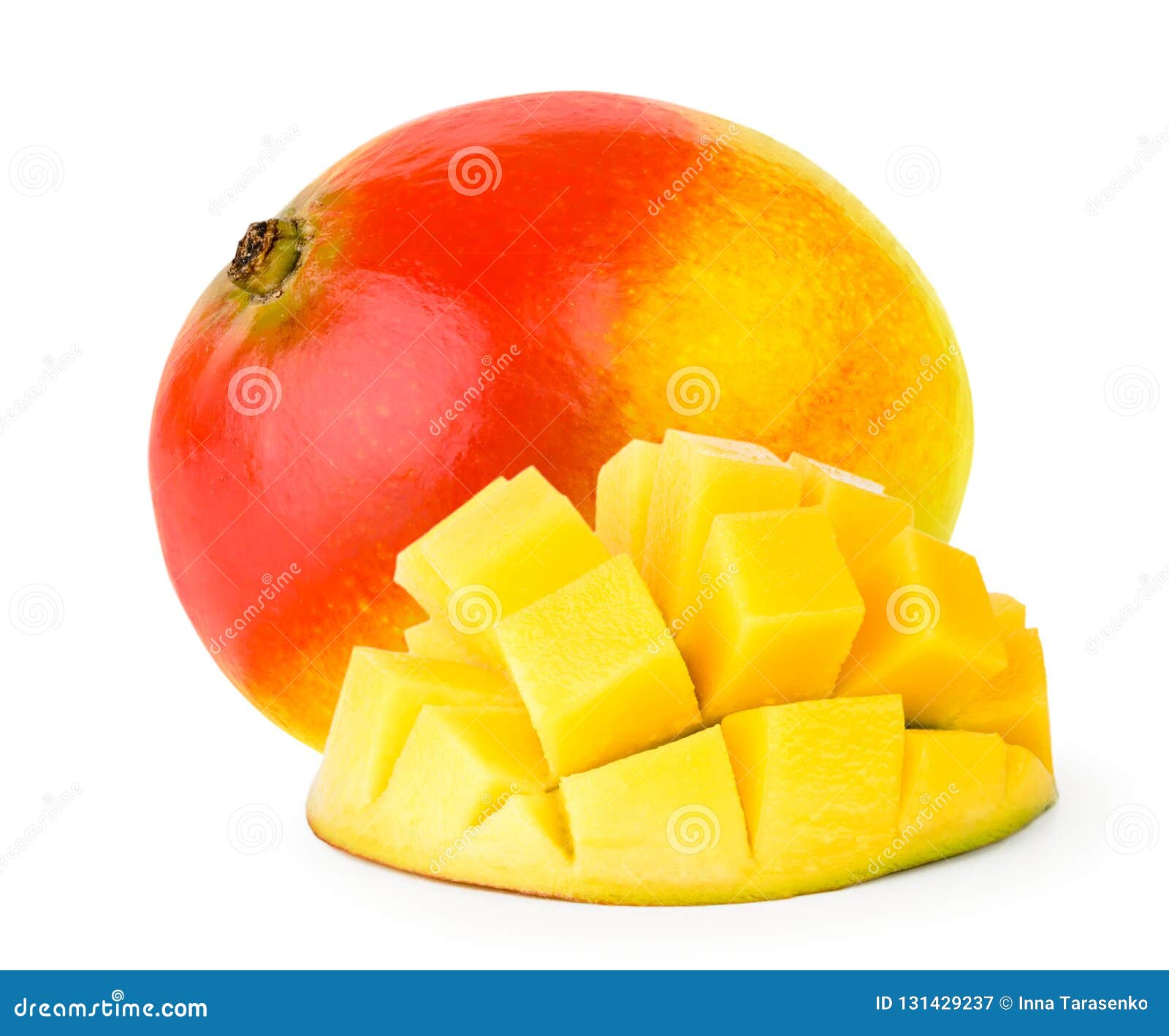 Mango and Large Cubes on a White Background. Stock Image - Image of ...