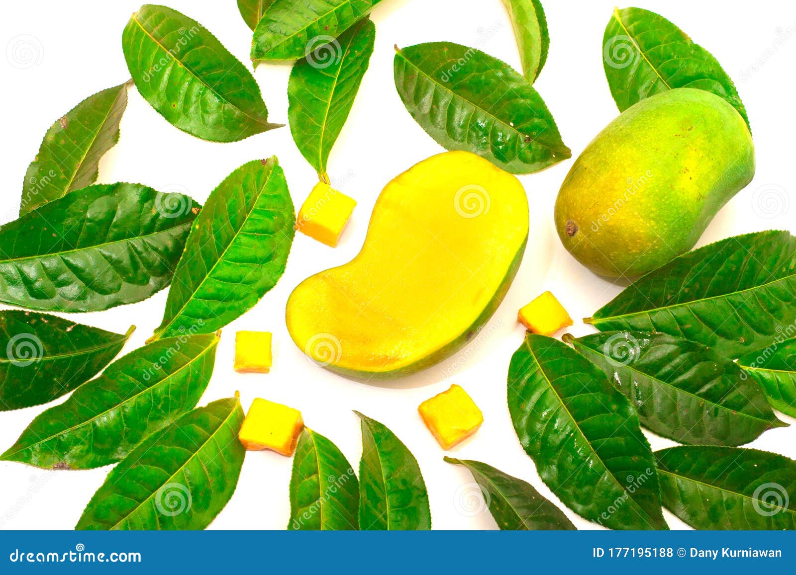 Mango Fruit with Green Leaves Stock Photo - Image of closeup, diet ...