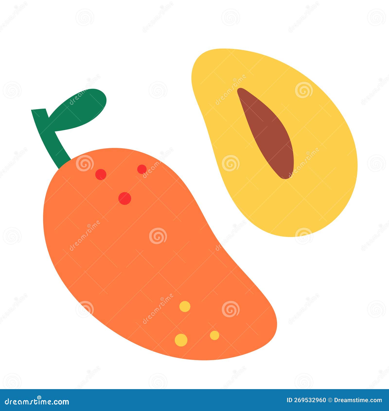 Mango Fruit Illustration, Stylized Vector Illustration Isolated on ...