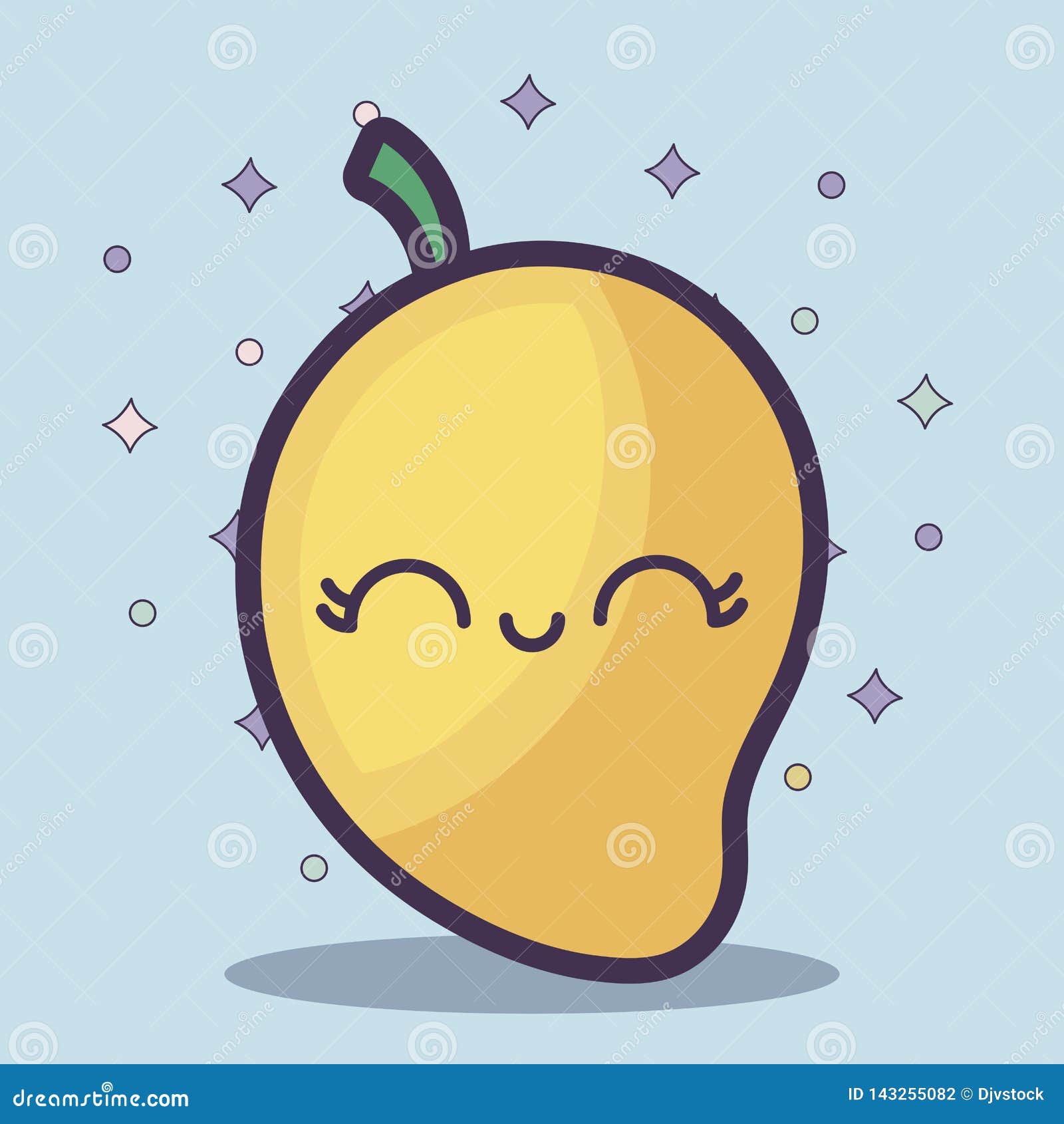 Mango Fruit Kawaii Character Stock Illustration - Illustration of ripe ...