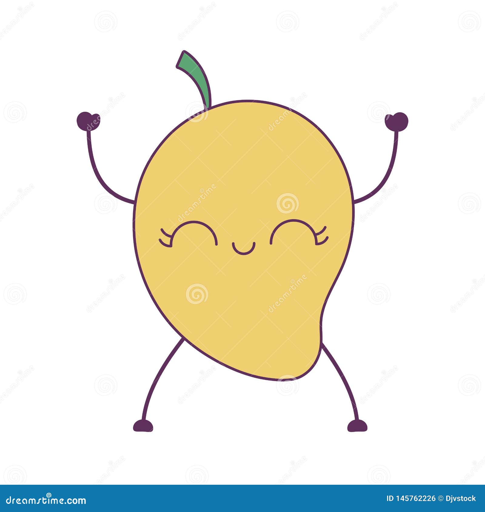 Mango Fruit Kawaii Character Stock Illustration - Illustration of sweet ...