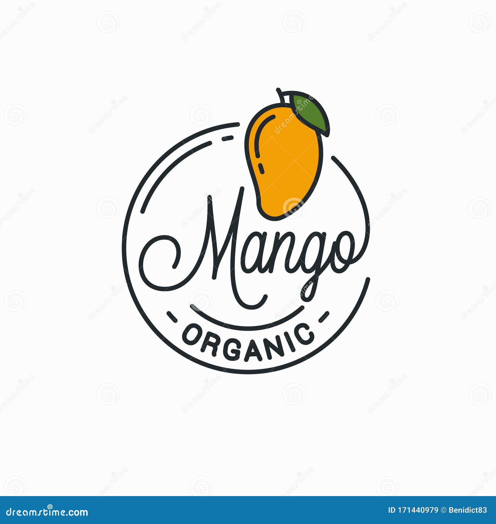 Mango Fruit Logo. Round Linear Logo of Mango Stock Vector ...