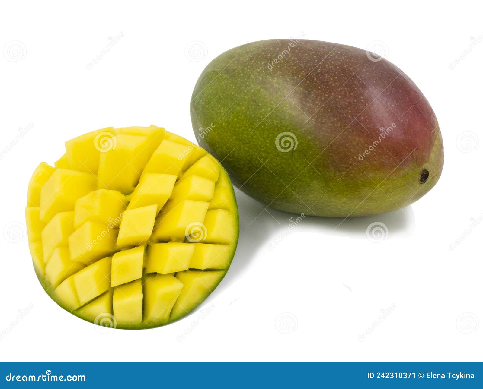 Tropical Fruit Mango Isolate, Cut Mango on a White Background Stock ...