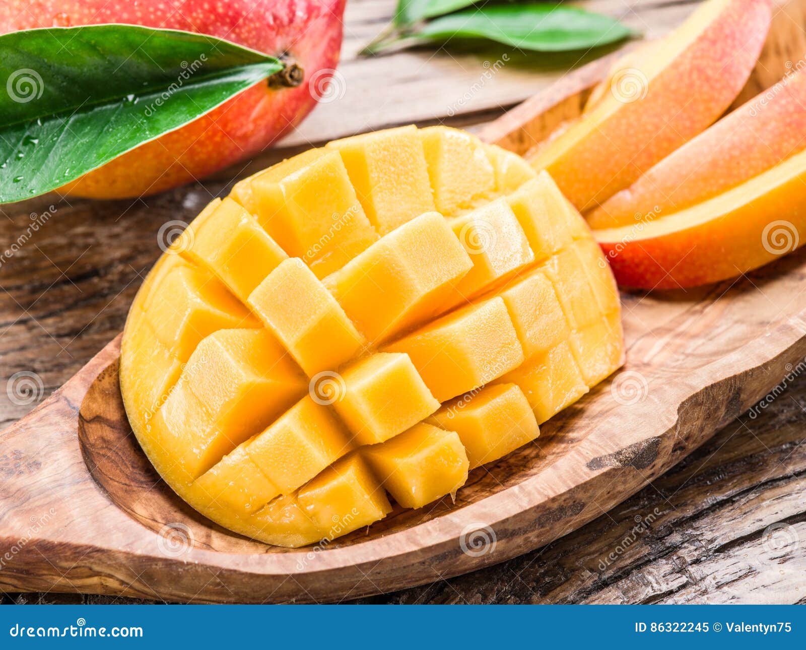 Mango Fruit and Mango Cubes. Stock Image - Image of exotic, studio ...