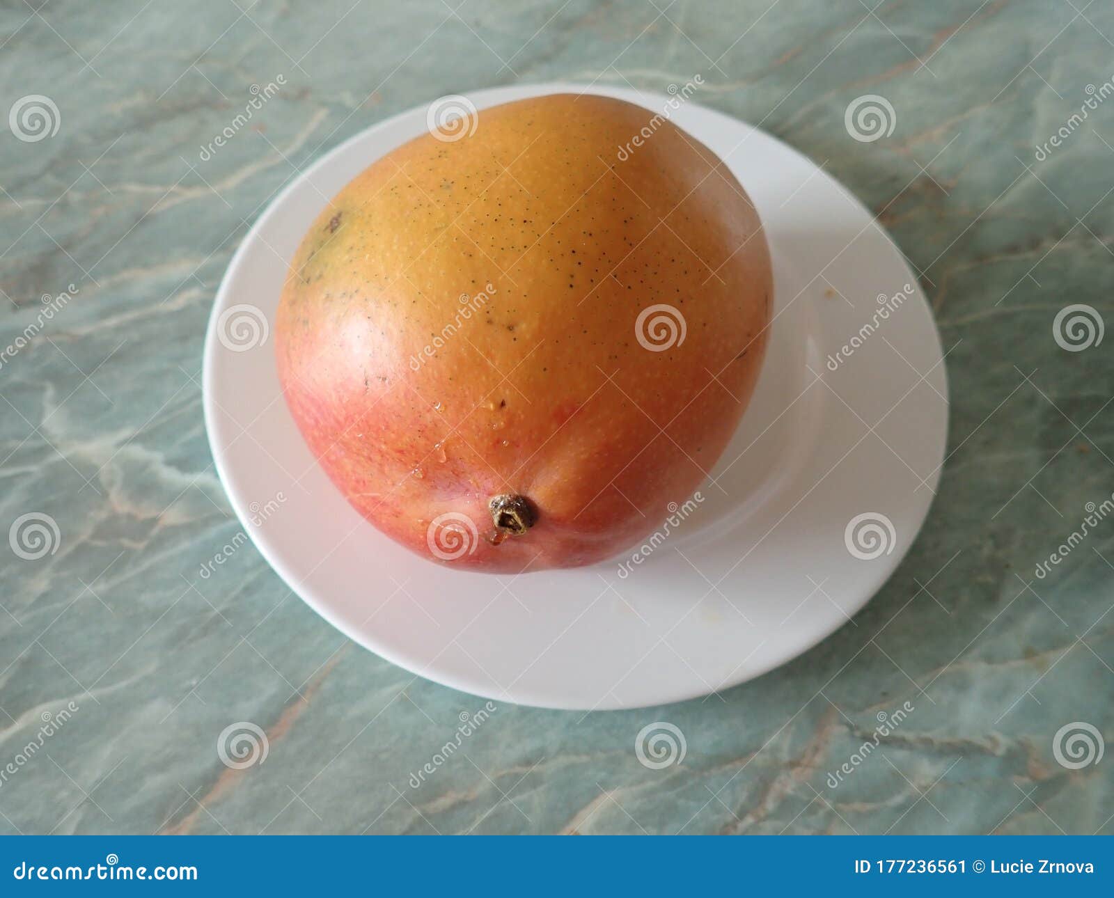 Mango fruit on a plate stock image. Image of detail - 177236561