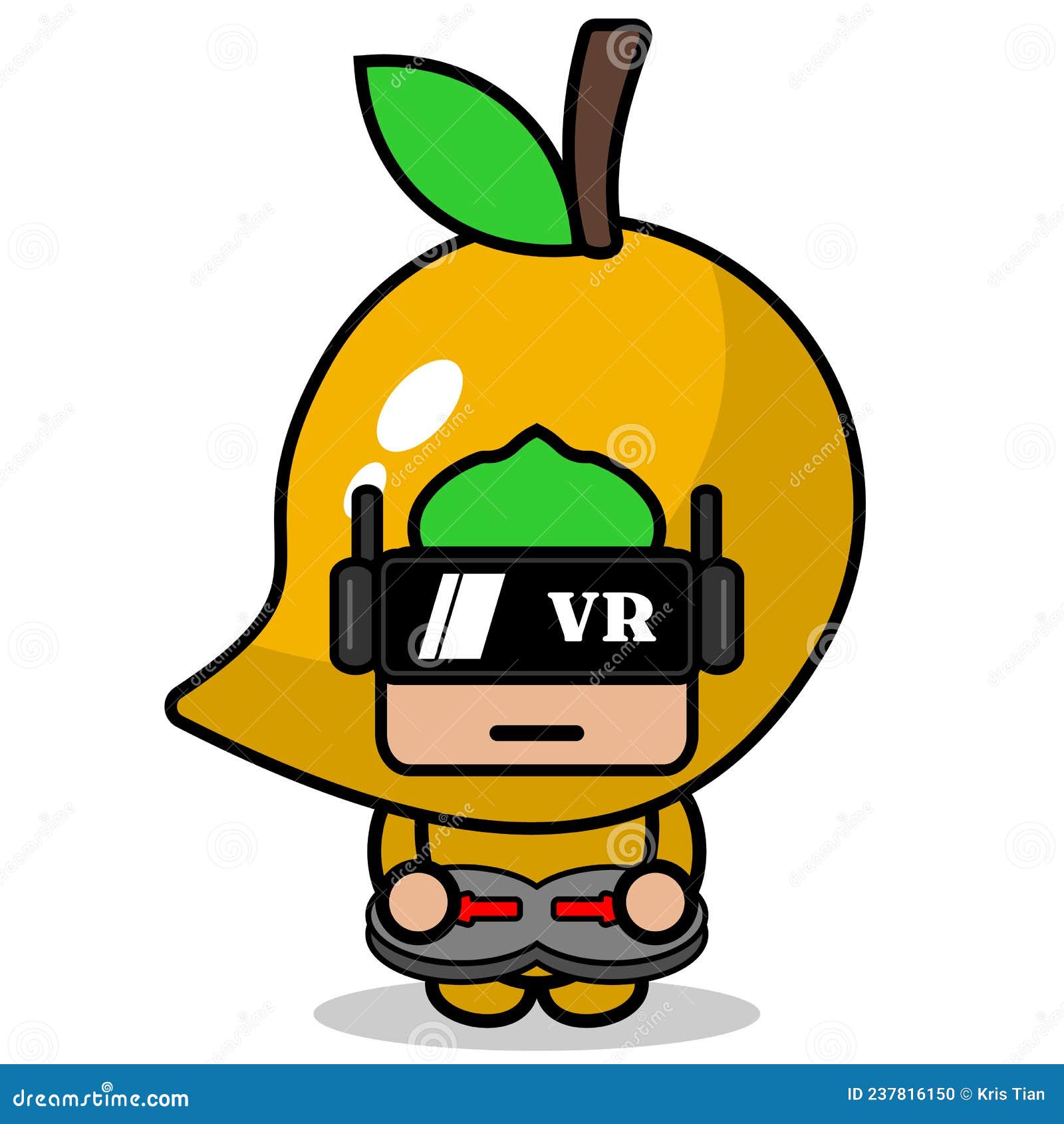 Mango Chibi Cartoon Style Isolated Plain Background By AI Generated ...