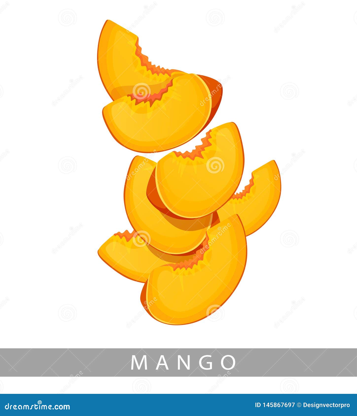 Mango Fruits Isolated on White Background. Sliced Mango Vector in ...