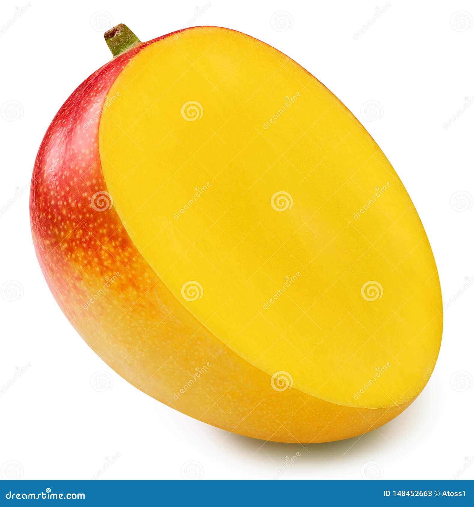 Mango half on white stock image. Image of fresh, sweet - 148452663