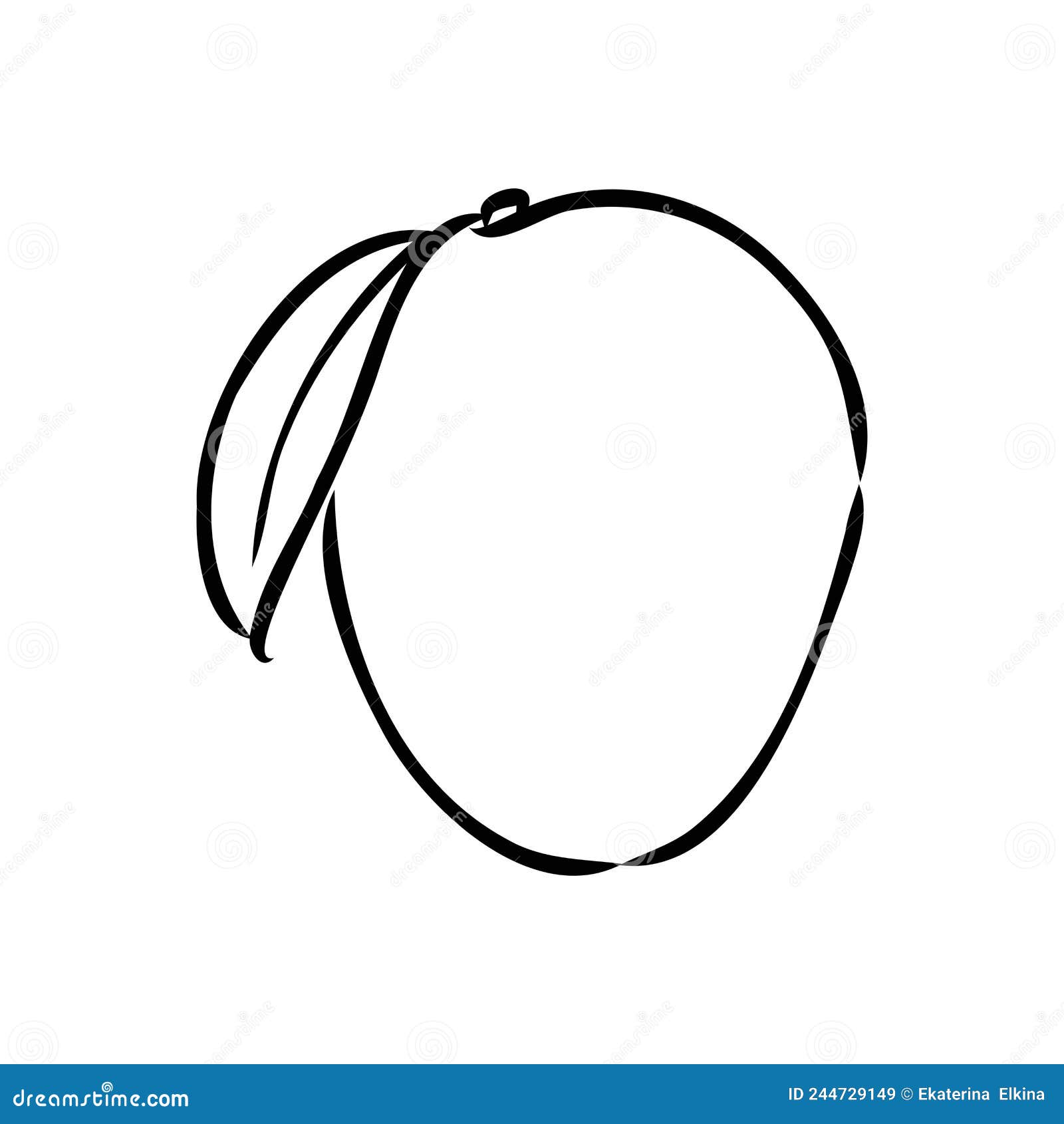 Mango Hand Drawn Illustration by Ink and Pen Sketch. Isolated Vector ...