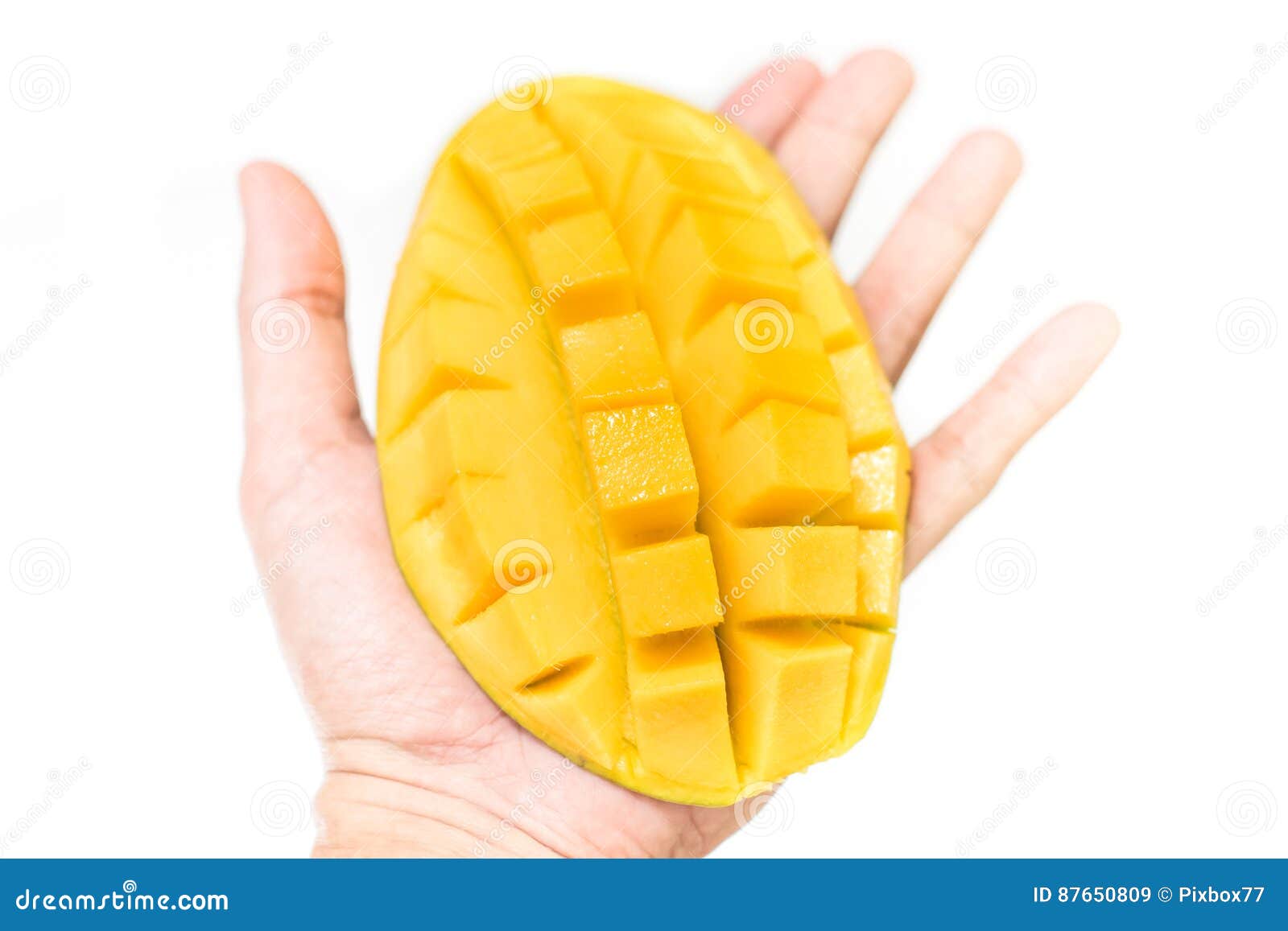 Mango in hand stock image. Image of product, isolated - 87650809