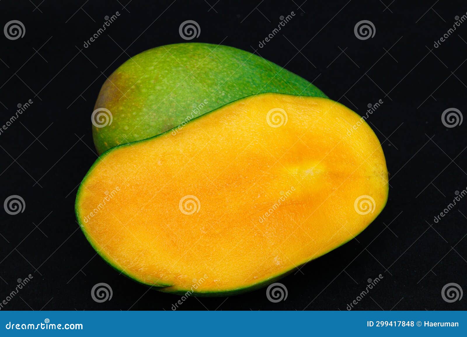 Manggo Harumanis Slice Isolated on Black Stock Photo - Image of heap ...